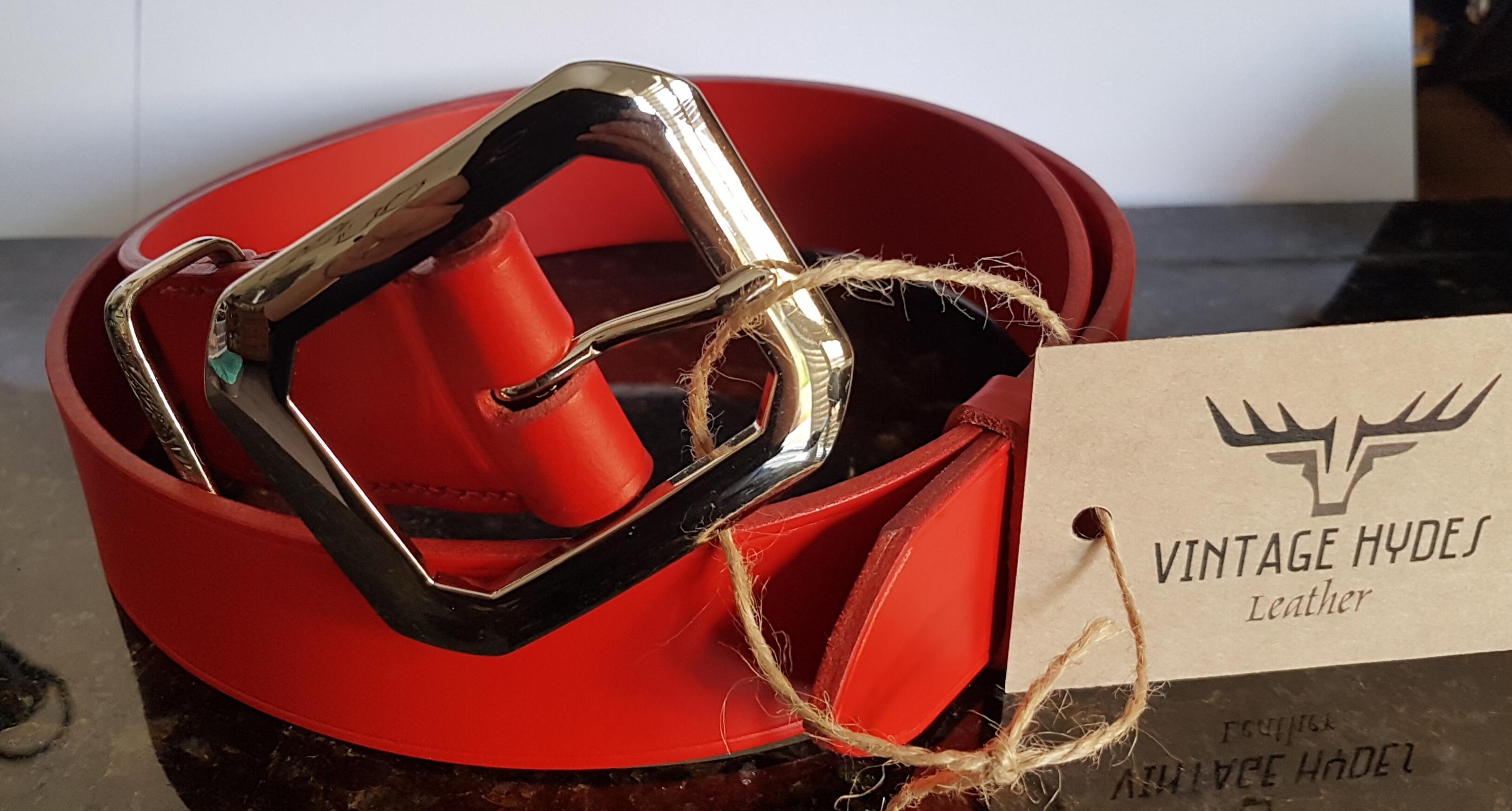 Italian leather clipped corner buckle handmade belt.