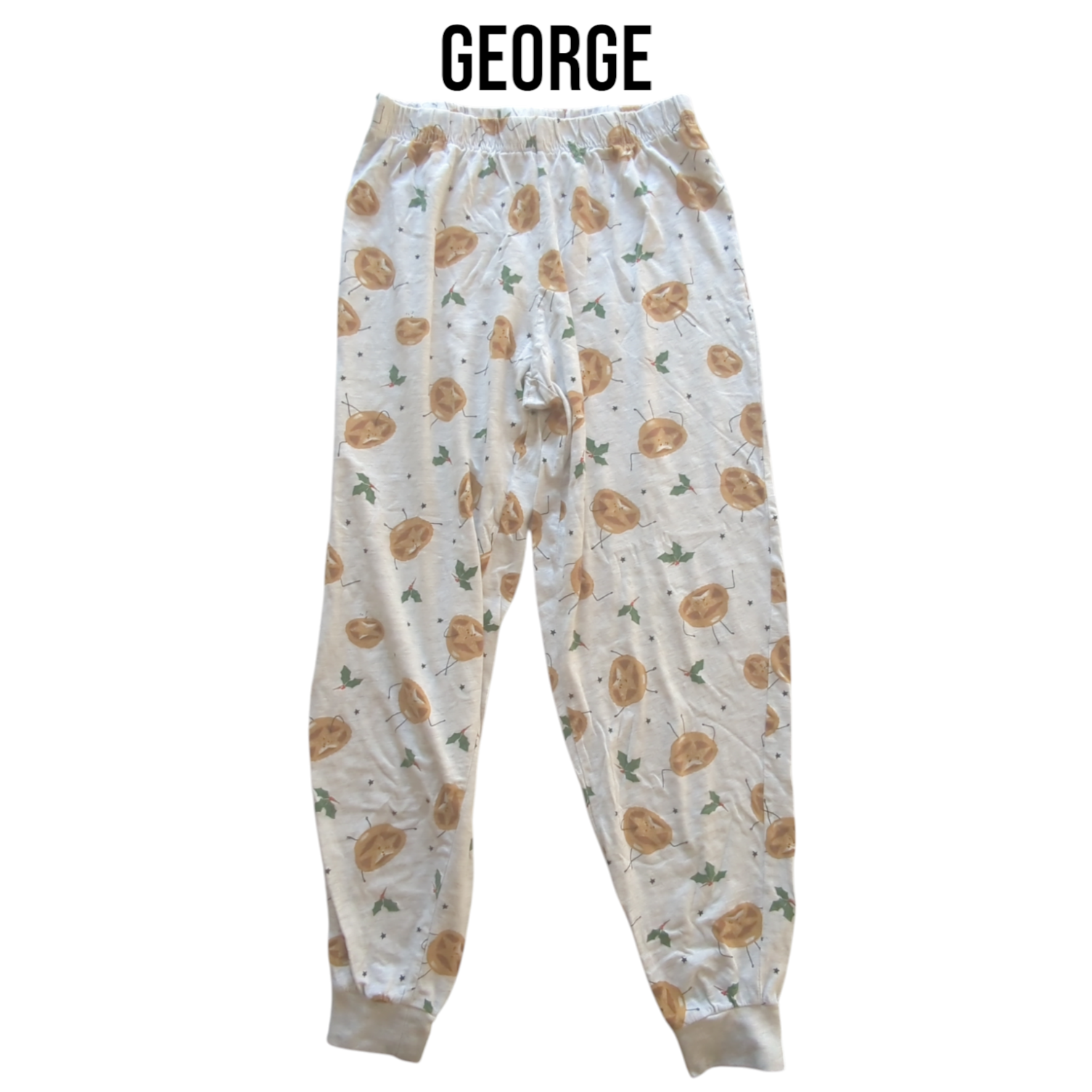 George Women's Grey Mince Pie Pyjama Bottoms Size 8