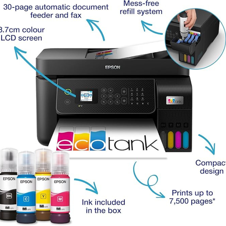 Epson EcoTank ET-4800 All-in-One Wireless Inkjet Printer with Fax A4 Wi ...