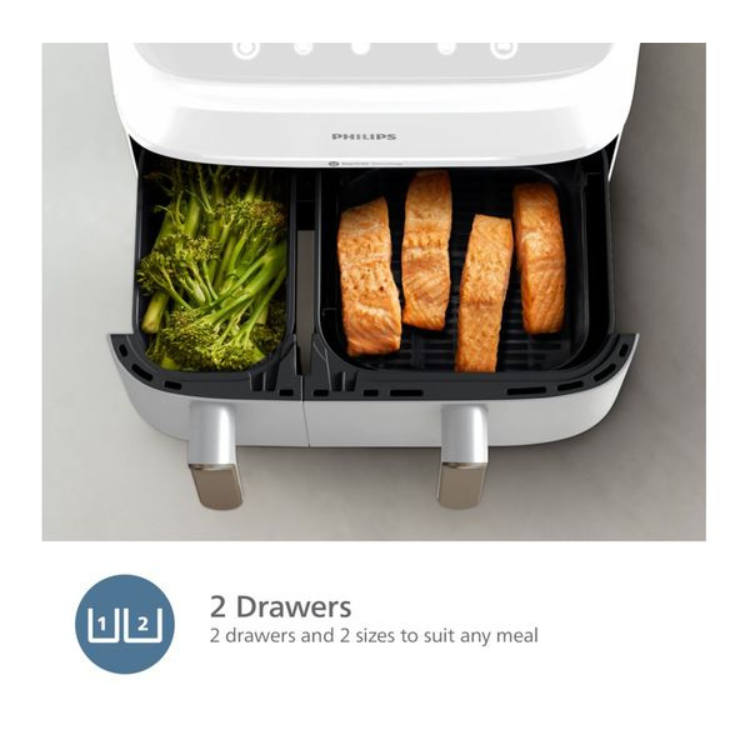 PHILIPS 3000 Series NA353/19 9L Dual Basket Air Fryer - White