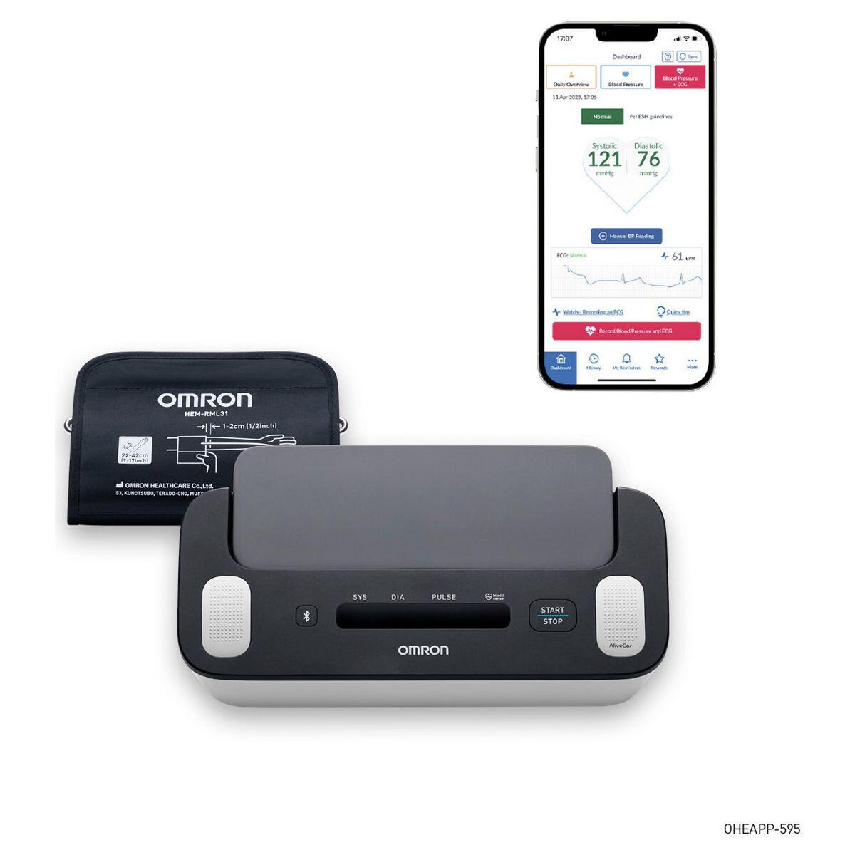 Omron 7530T Complete Blood Pressure Monitor ECG White Black