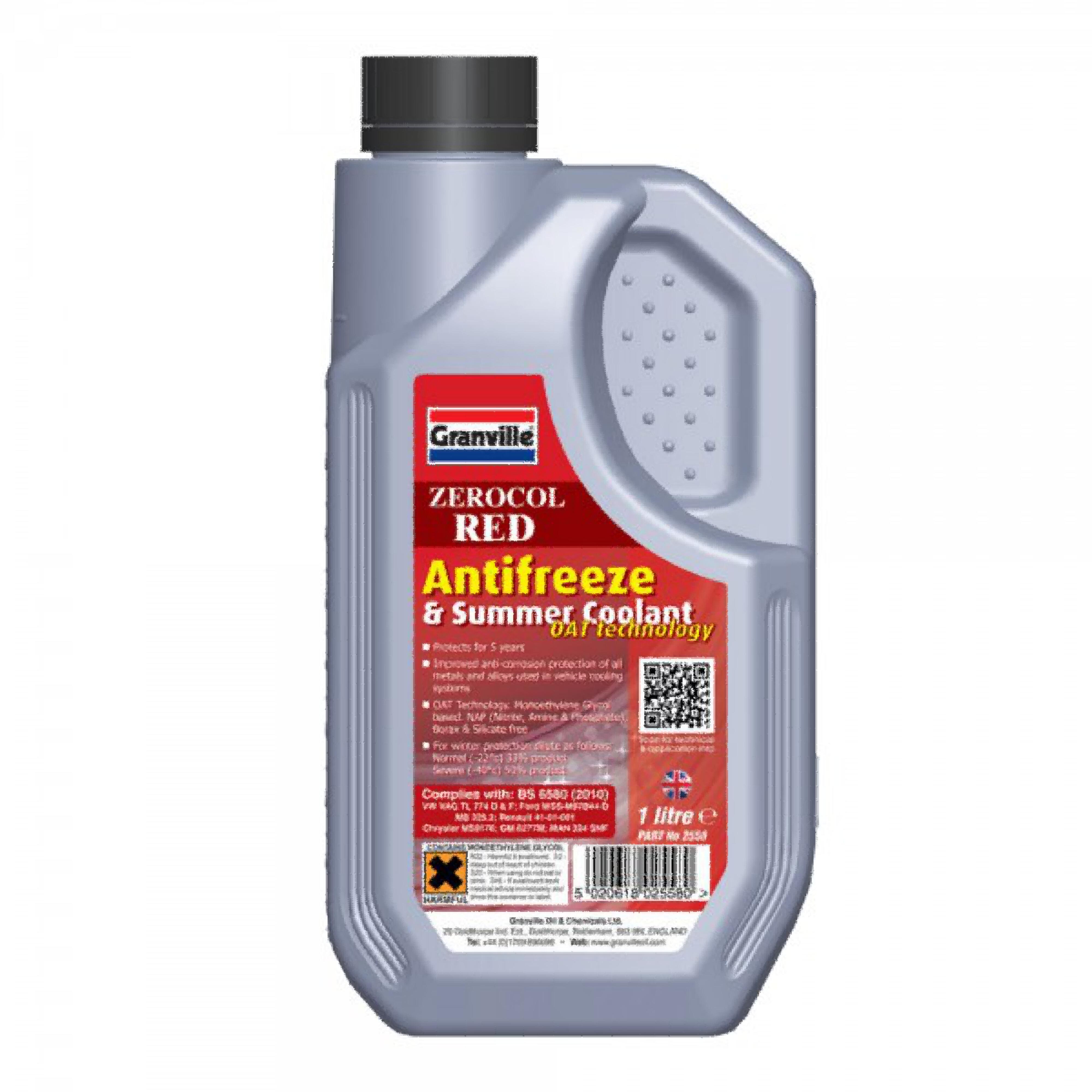 Granville Zerocol Red Antifreeze 1L OAT Coolant
