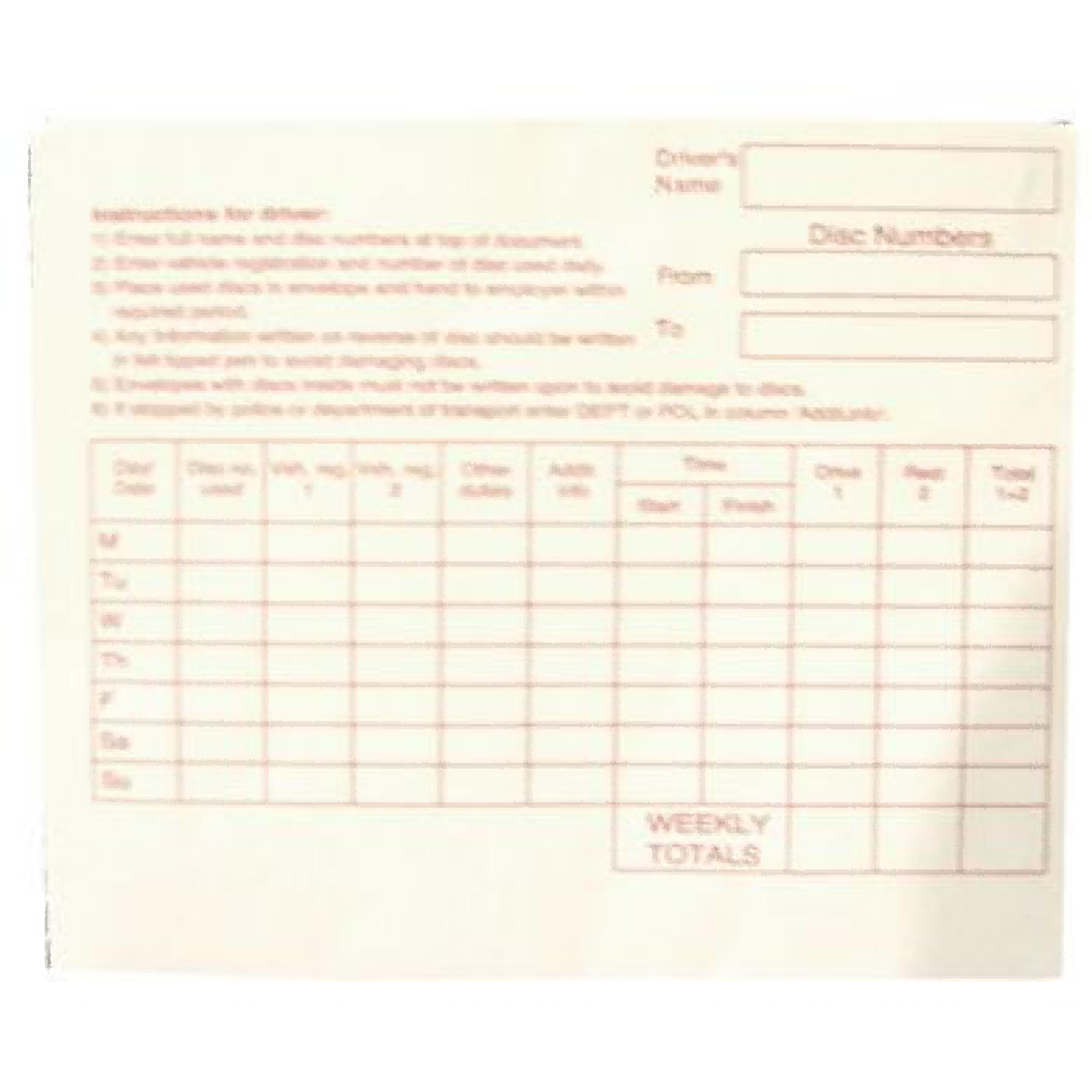 Pack of 100 Tachograph Envelopes – Weekly Storage Supply