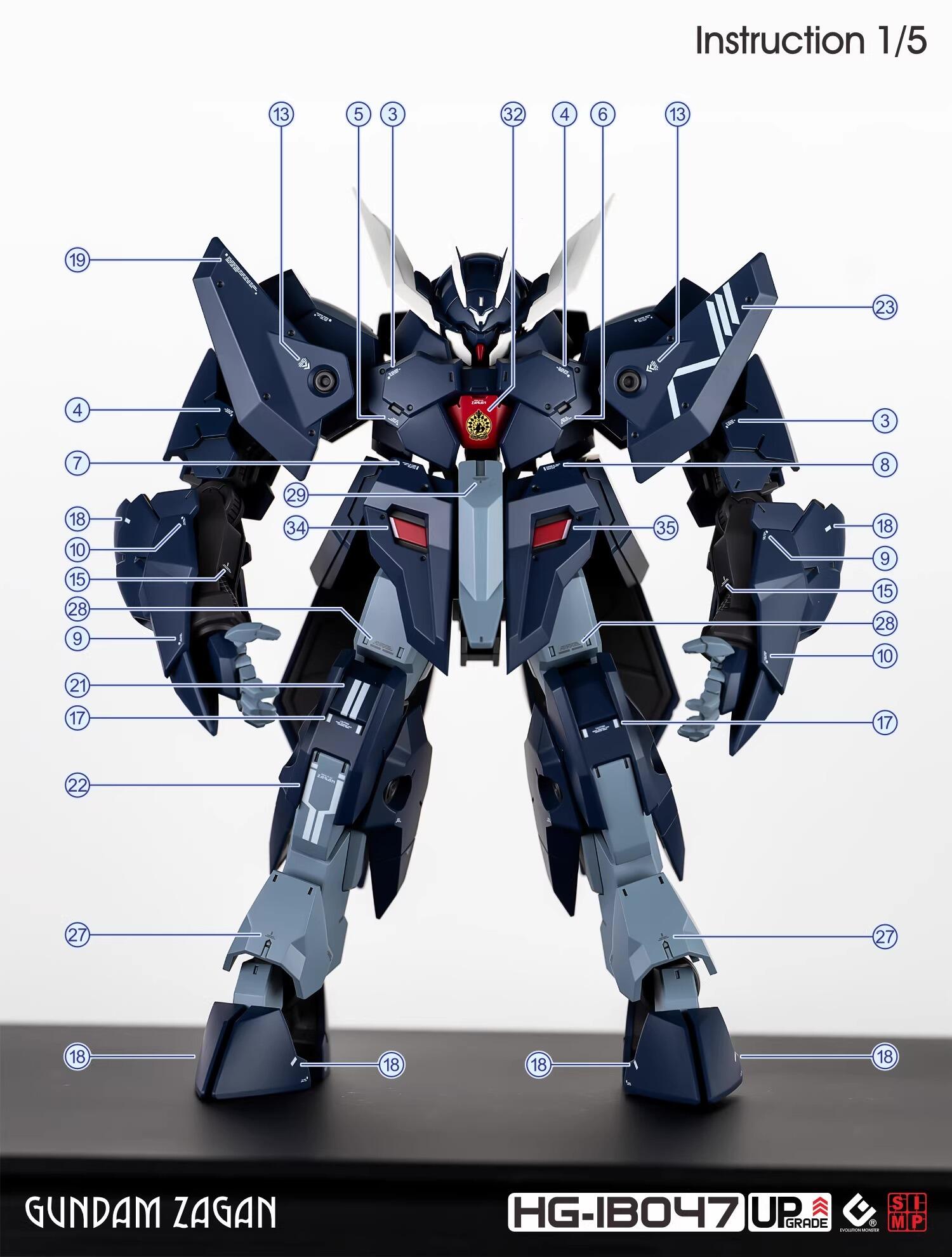 [EVO HG-IBO47] Water Decal for HG 1/144 Gundam Zagan (Fluorescent)