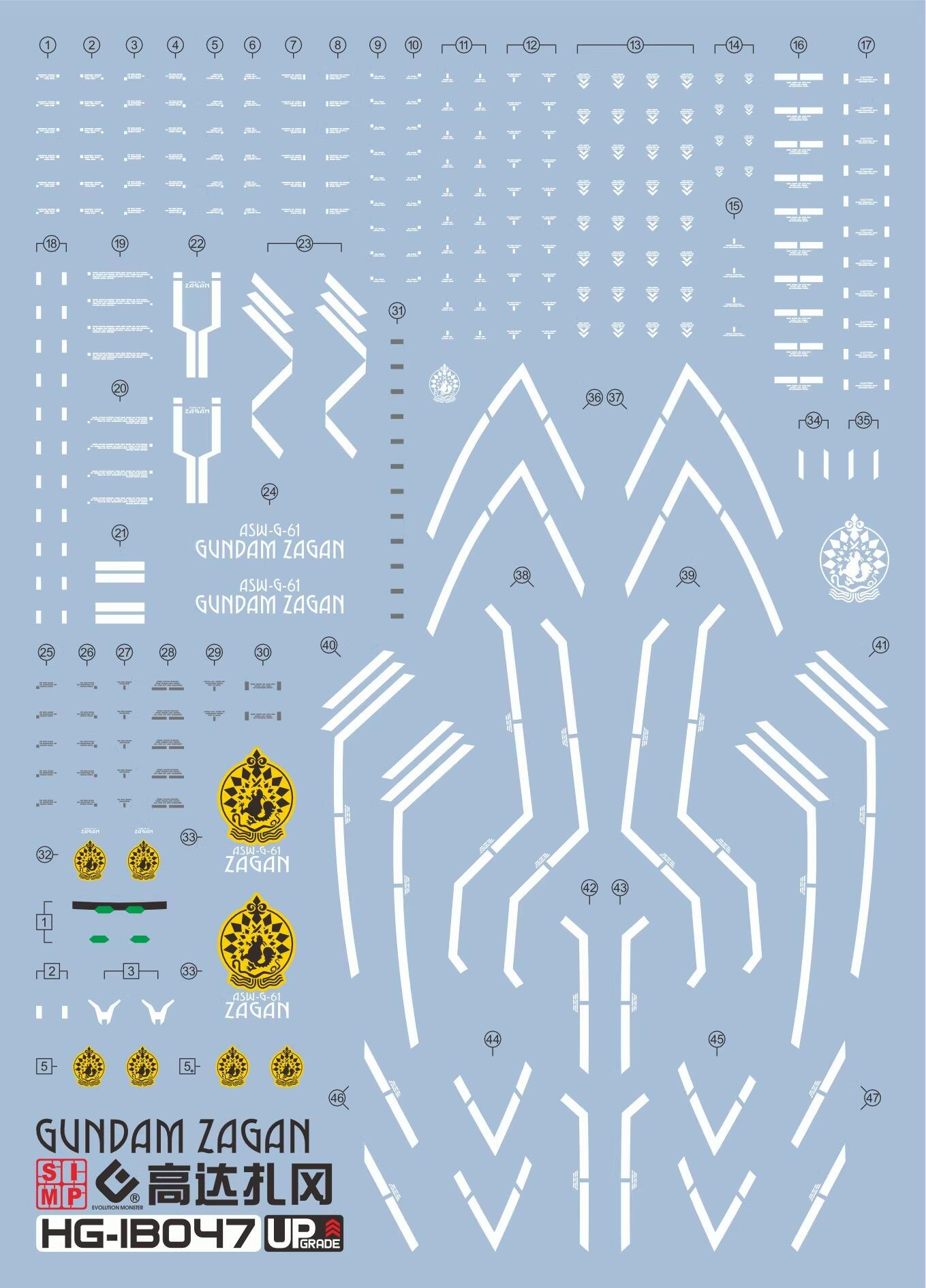 [EVO HG-IBO47] Water Decal for HG 1/144 Gundam Zagan (Fluorescent)