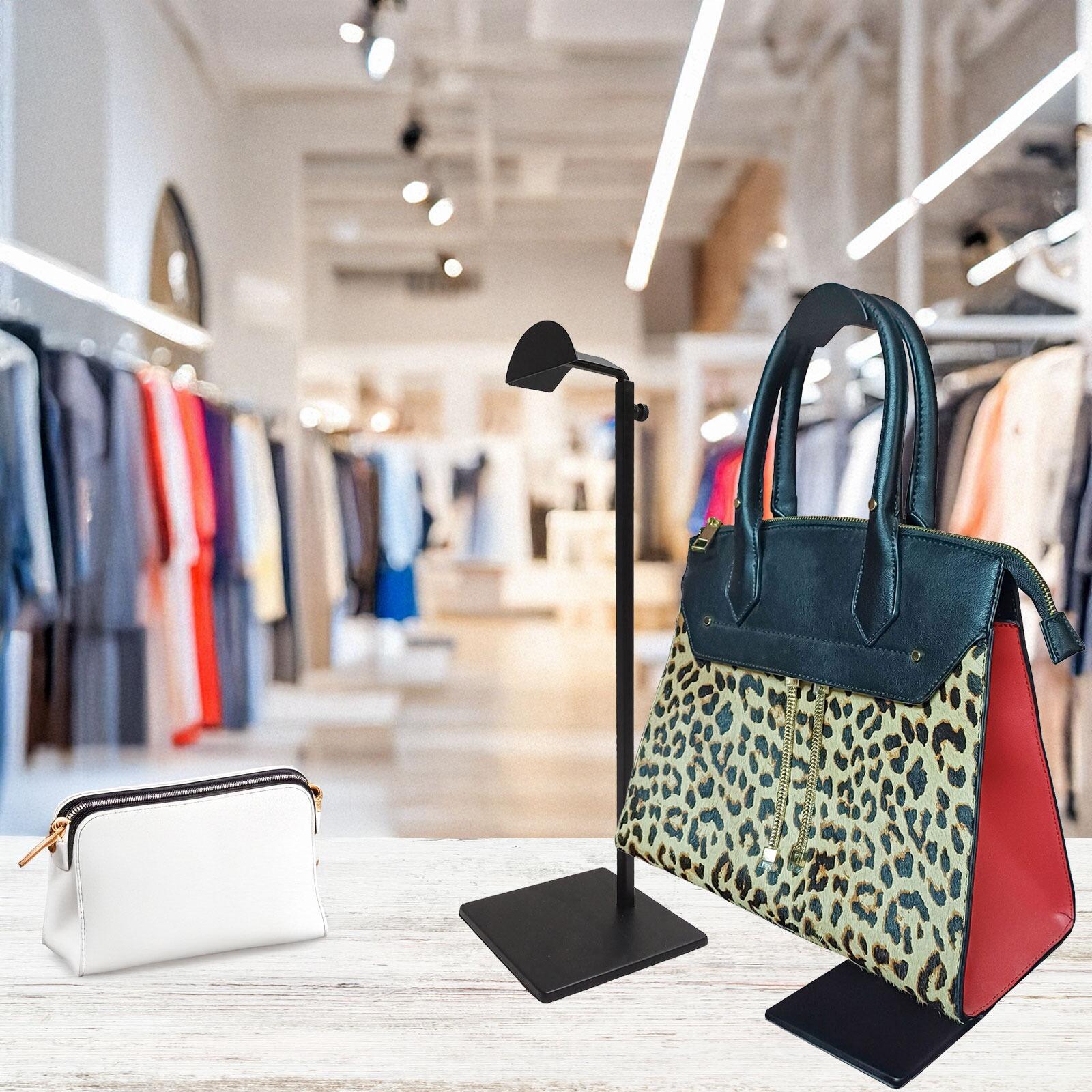 Handbag Display - Adjustable Height - Black Bag Holder with Strap ...