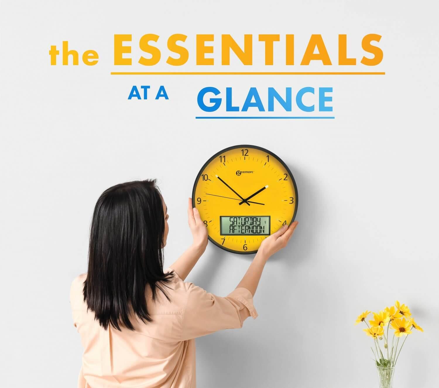 VISO 60 Day-Date Calendar Clock with Radio Controlled Time Yellow