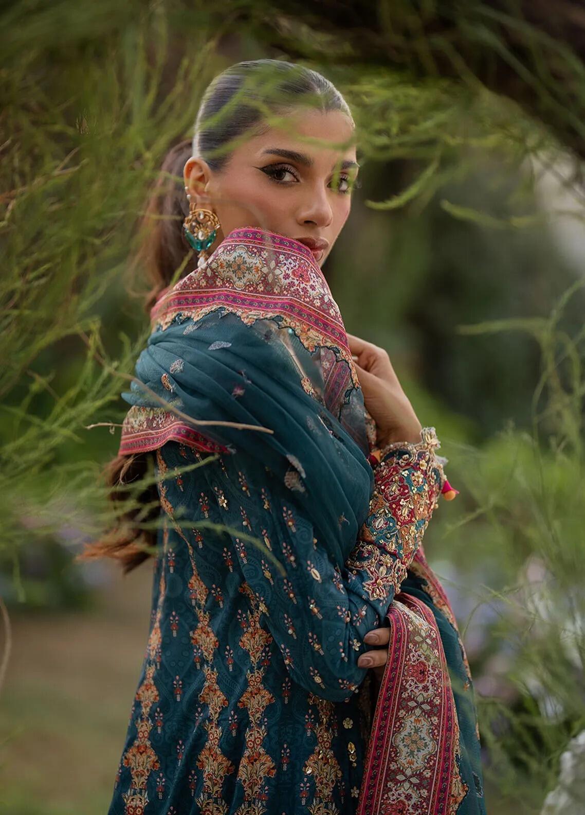 UA-09 Tina Qalamkar Embroidered Silk Suits Luxury Collection