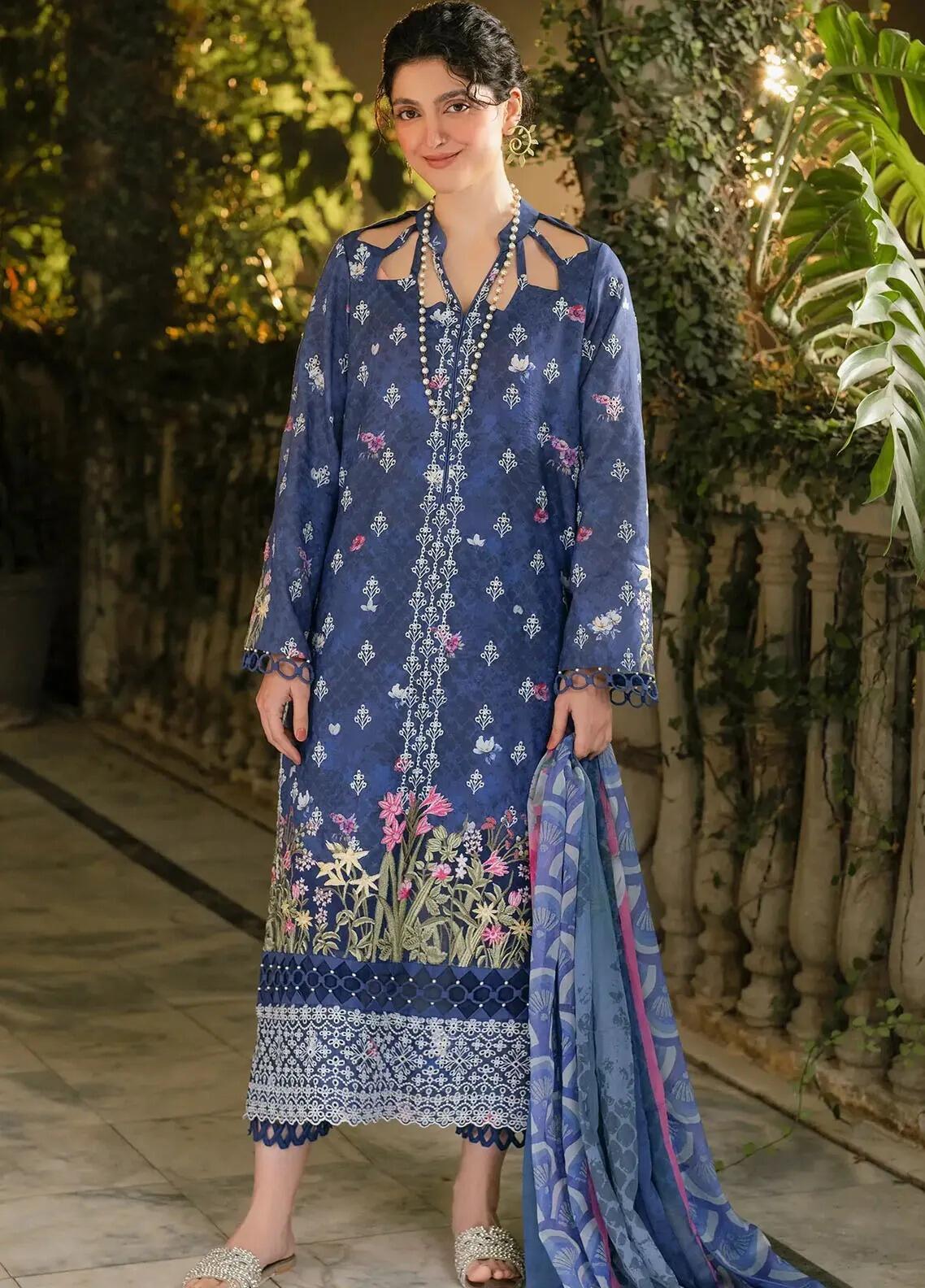 GKL-05 Azure Whisper Gulkari by Asifa Nabeel Blue Chikankari Lawn Suit