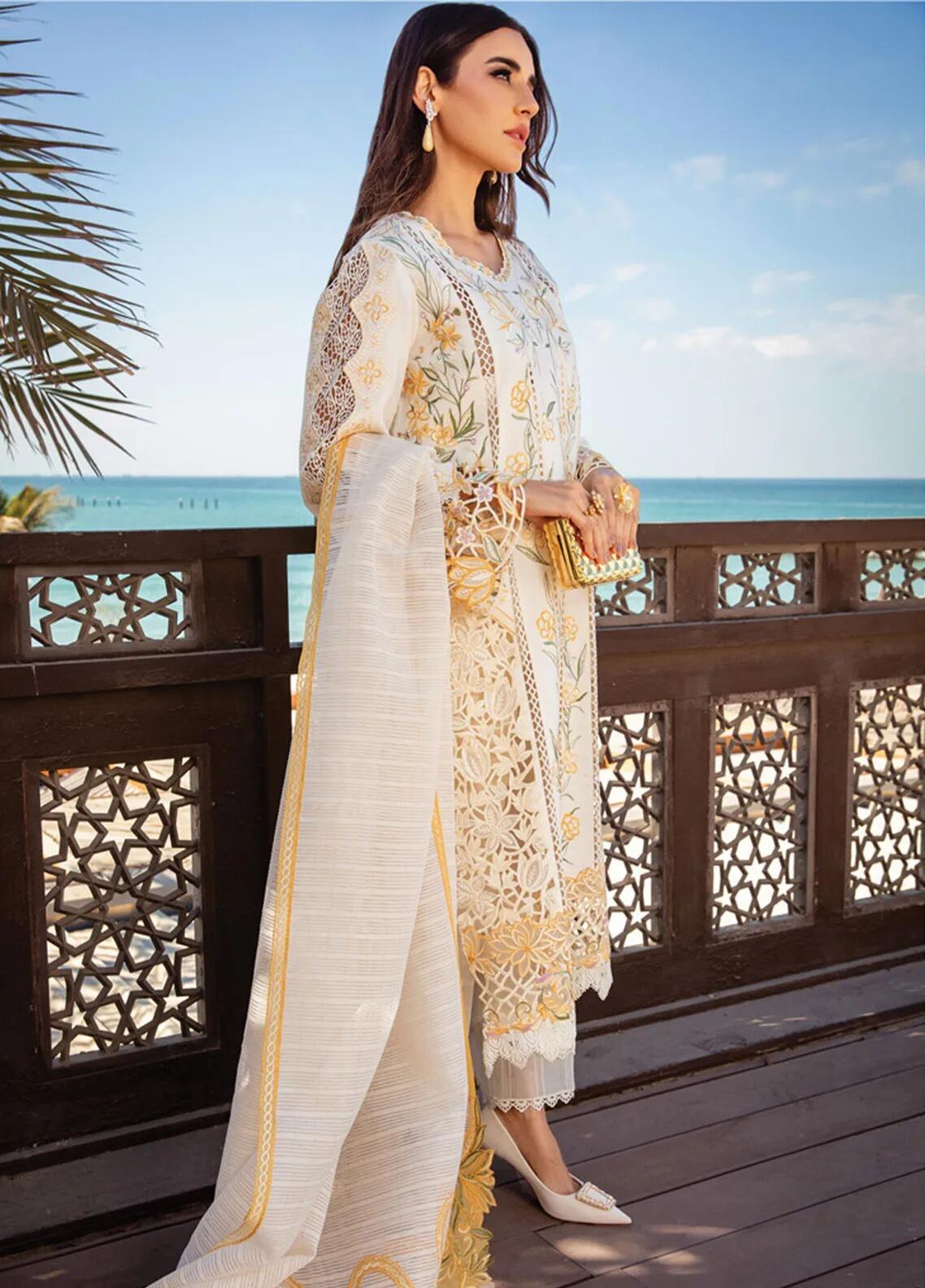 D-07 Nooreh Rang Rasiya White Embroidered Lawn Suits Summer Collection