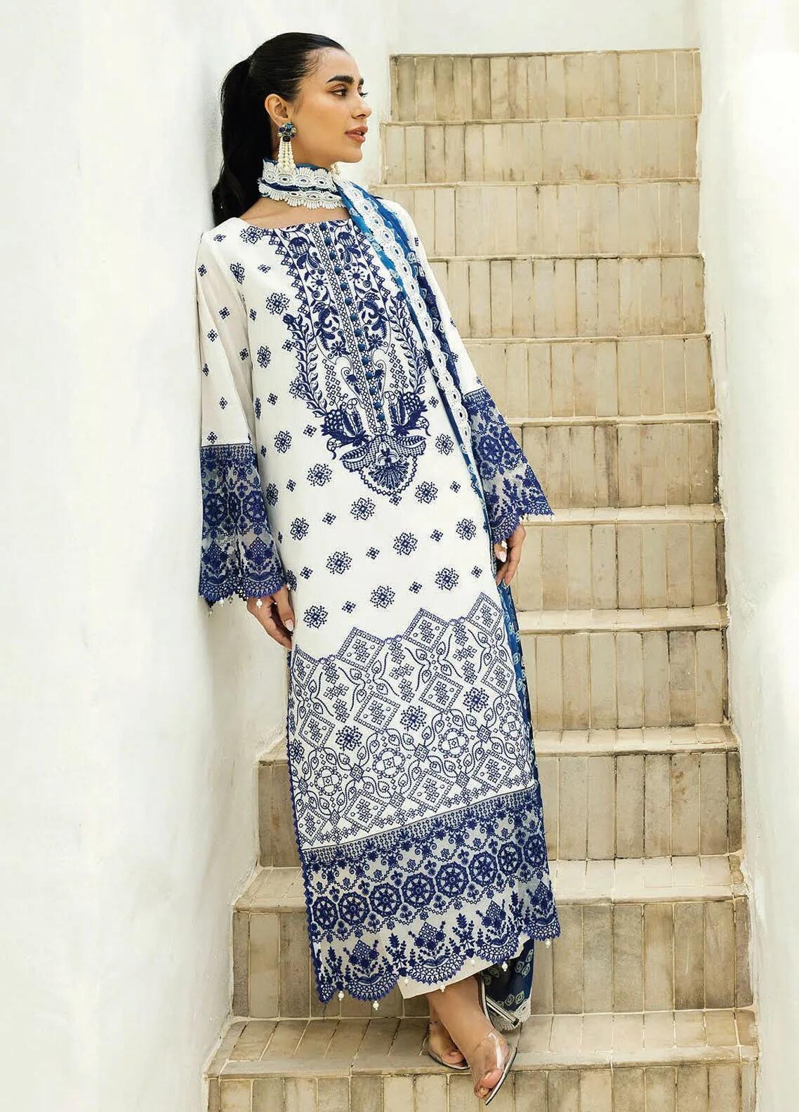 Reem - 8A Zainab Chottani Blue White Embroidered Chikankari Suits ...