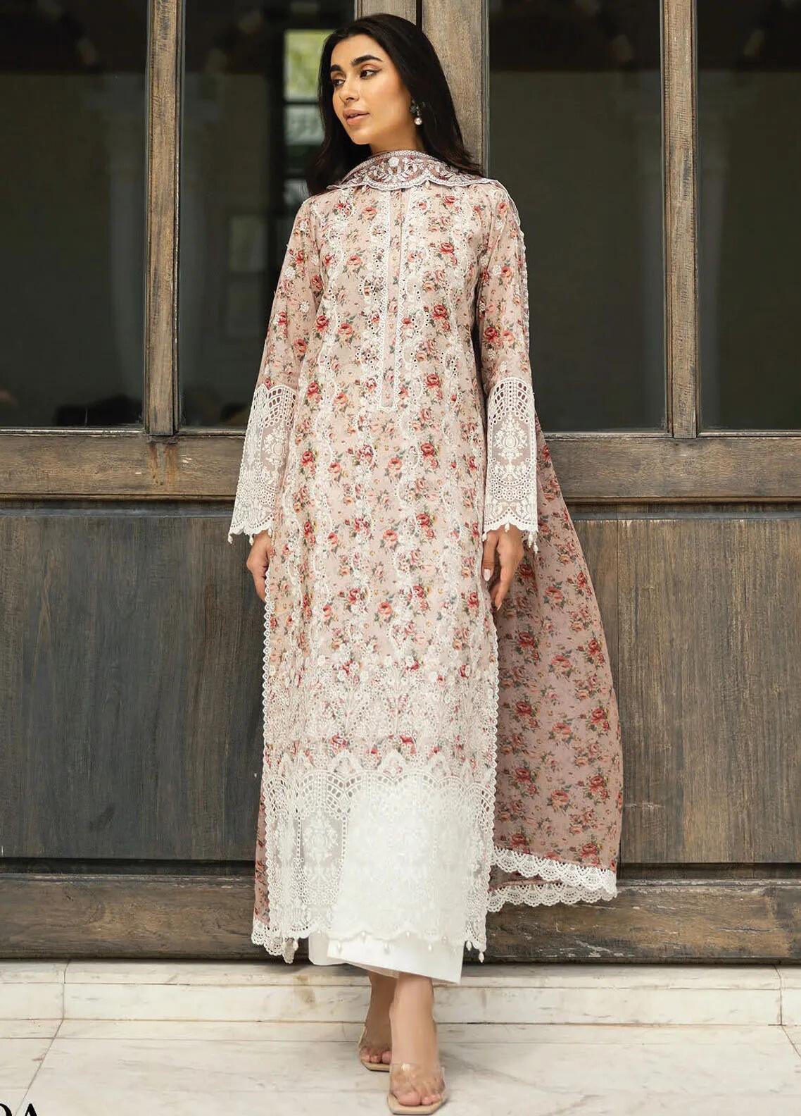 Lamia - 9A Zainab Chottani Peach Embroidered Chikankari Suits Summer ...