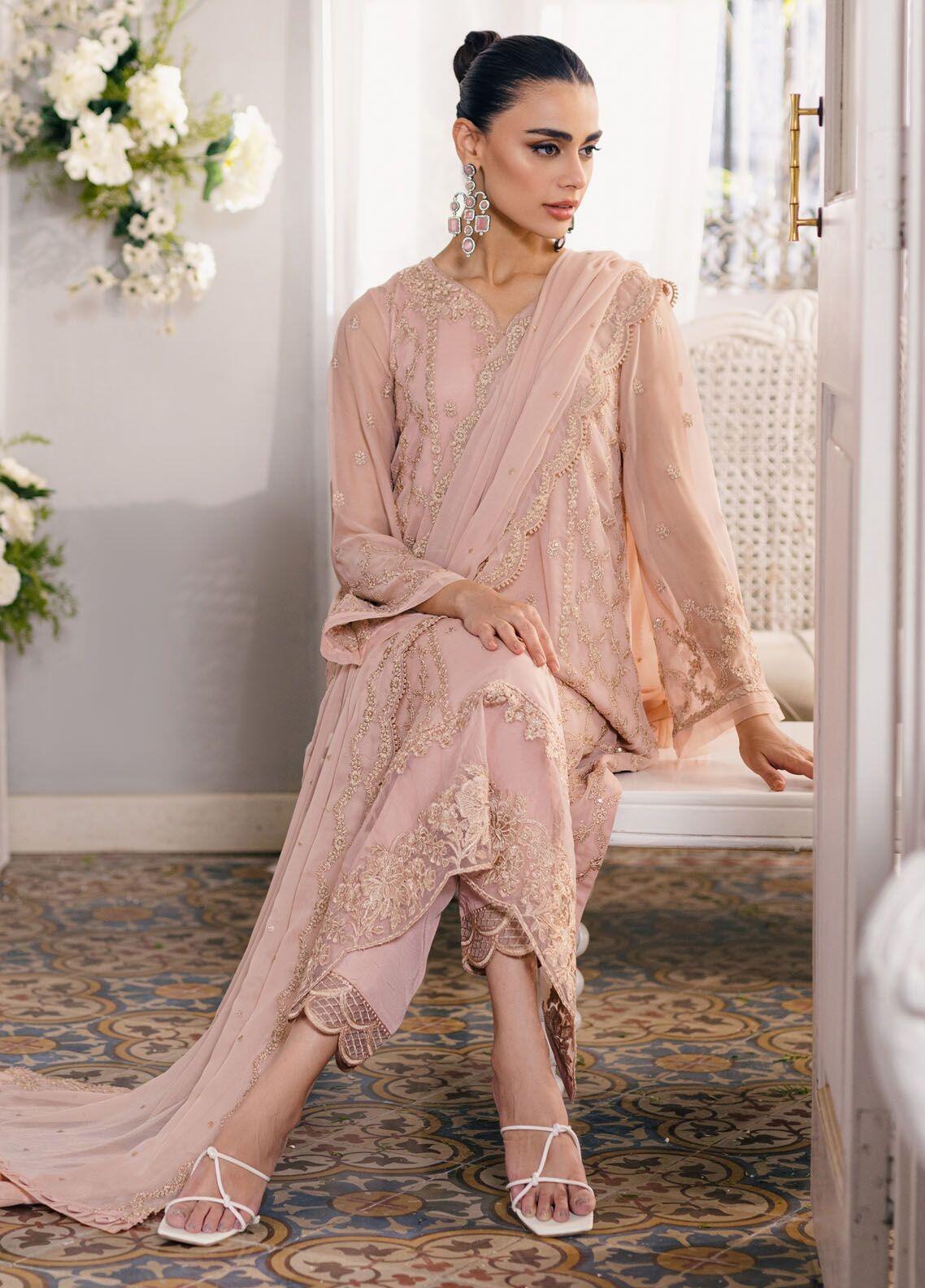 Nectarine ES-053 Ensembles By Azure Embroidered Chiffon Suits Festive ...
