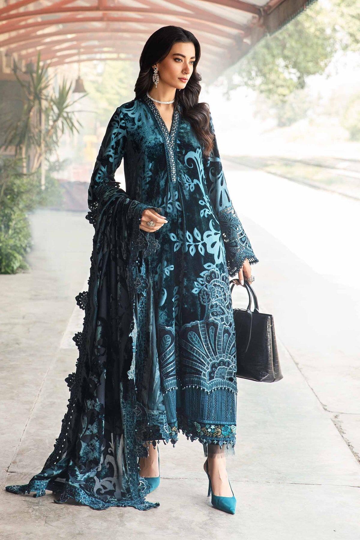 DL-1203 Maria B Embroidered Palachi Velvet Suit Maria B Luxe Formel ...