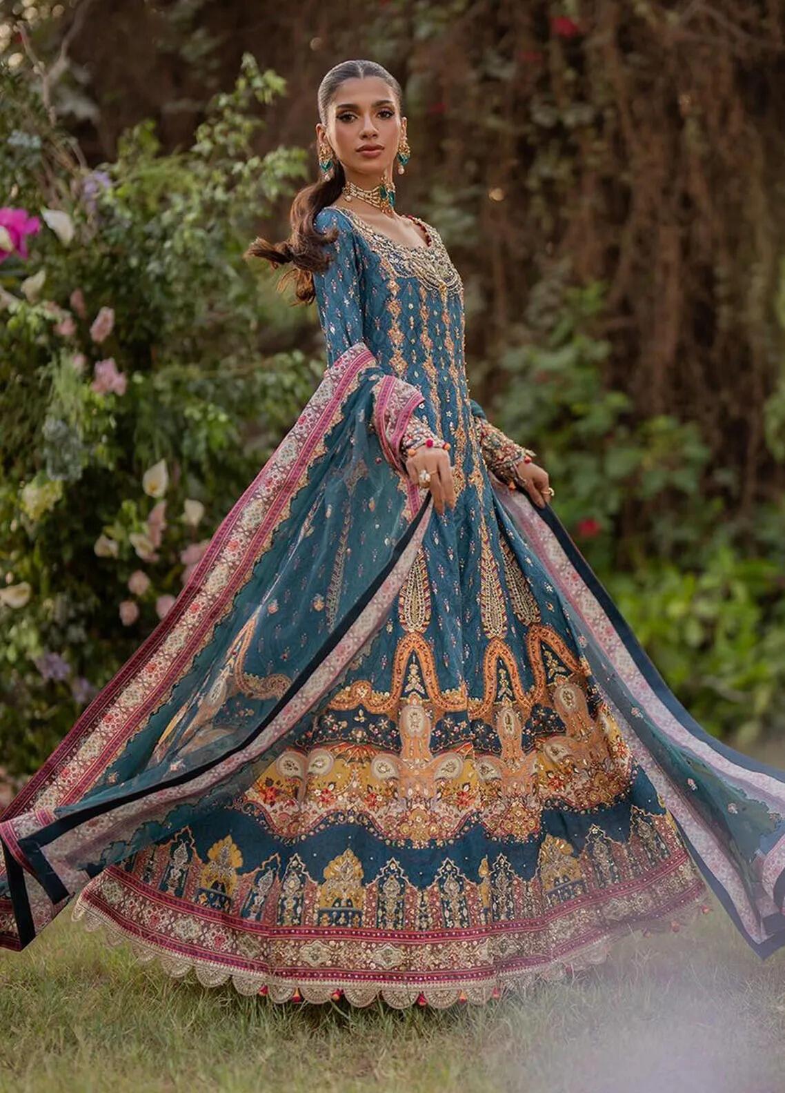 UA-09 Tina Qalamkar Embroidered Silk Suits Luxury Collection