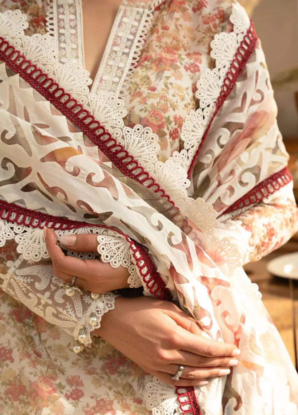 Maya-SRL25-06 Saira Rizwan Luxury Lawn Organza Egg White Embroidered ...