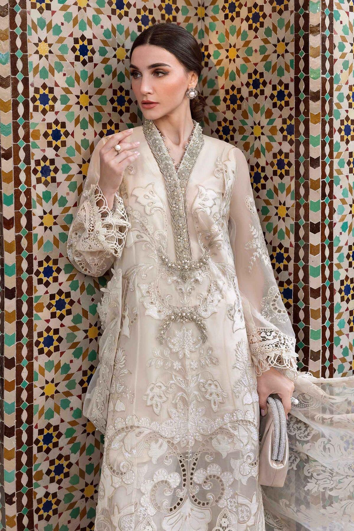 D-2506-A Maria B Voyage A Luxe Pearl White Embroidered Organza Suit Eid ...