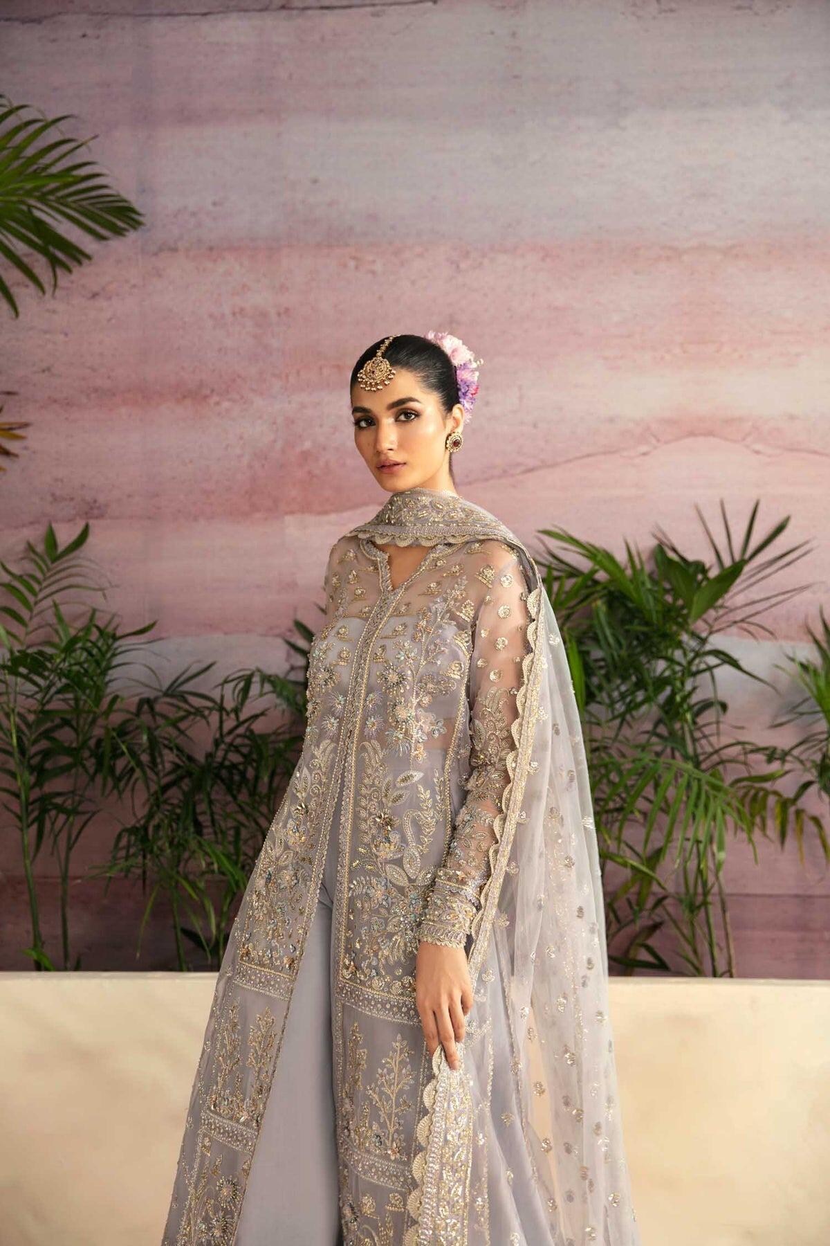 Moonlit Akbar Aslam Luxury Formal Organza Embroidered Dress