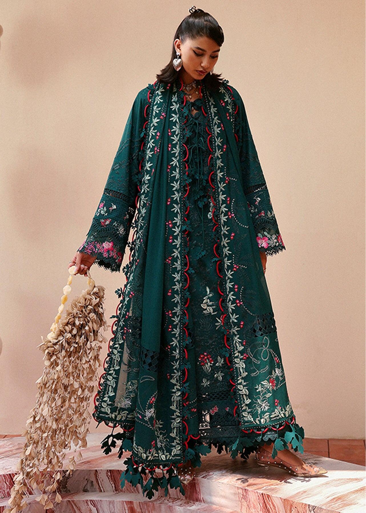 Lea Suffuse by Sana Yasir Teal Green Embroidered Lawn Summer Collection
