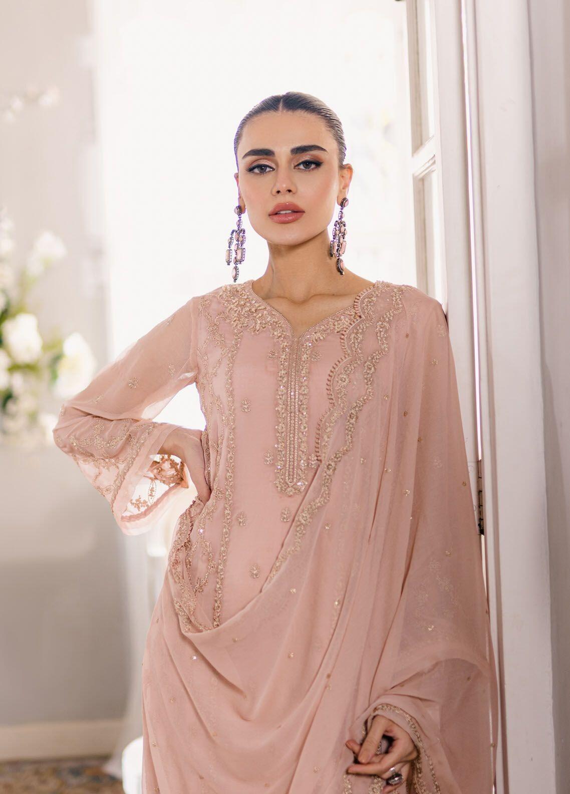 Nectarine ES-053 Ensembles By Azure Embroidered Chiffon Suits Festive ...