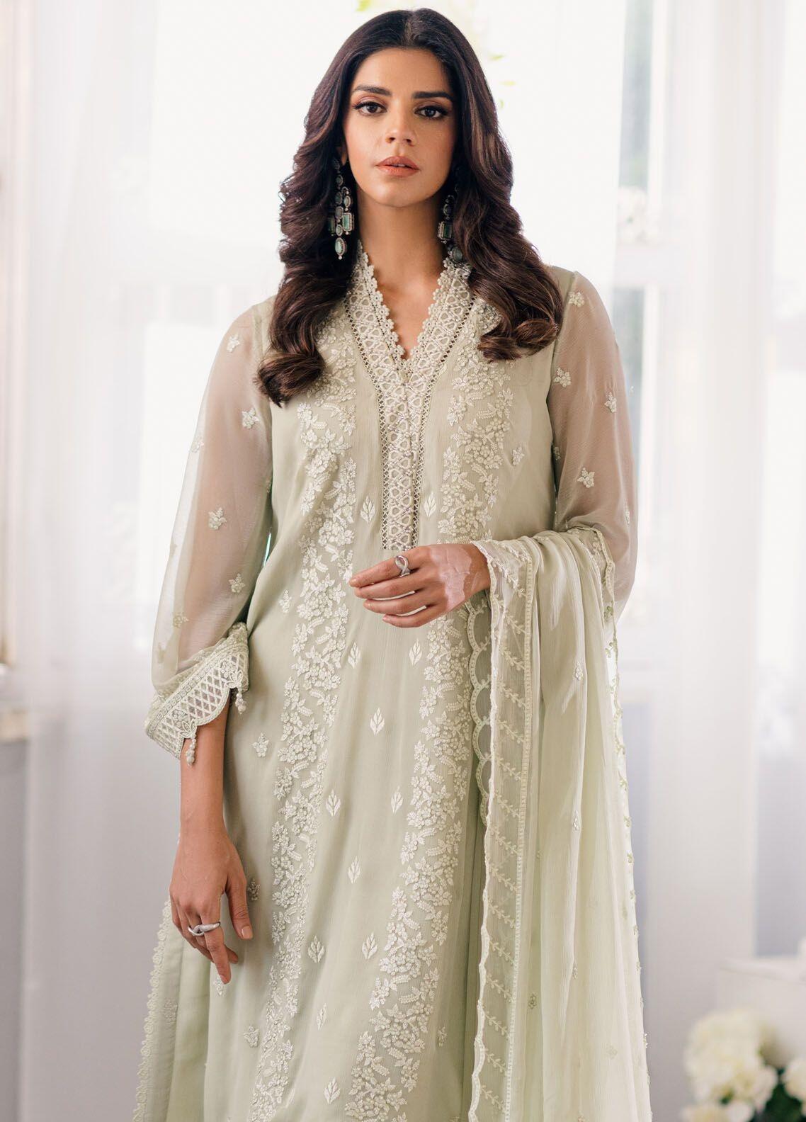 Enchanted Moss ES-051 Ensembles By Azure Embroidered Chiffon Suits ...