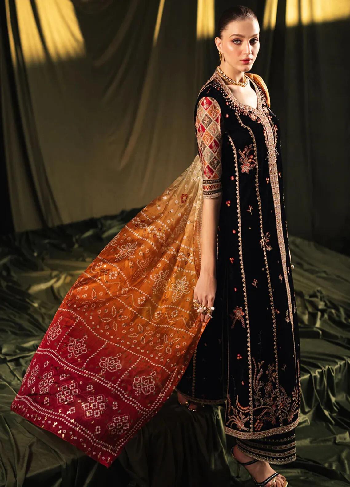 BK-06 Zola Qalamkar Embroidered Designer Velvet Party Outfit Luxury Collection