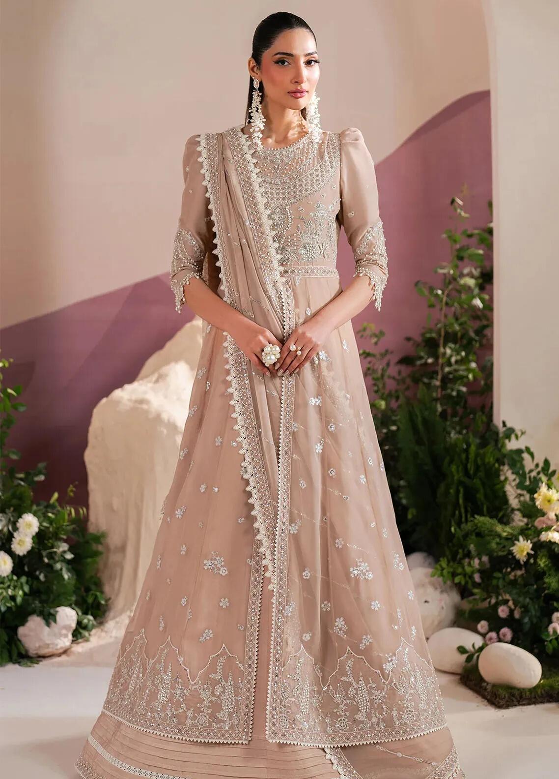 D-4039 Sakura Reena by Alizeh Fashion Powder Peach Embroidered Chiffon ...