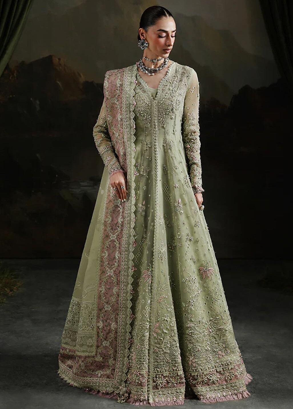 MF-02 Sage Aura Elirah by Qalamkar Embroidered Organza Formals Suits