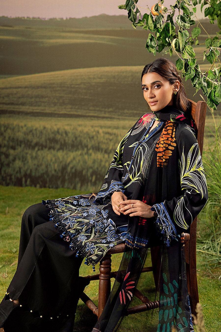 M Basics by Maria B Brown Embroidered Arabic Lawn Suit | MB-PFUS25-08B