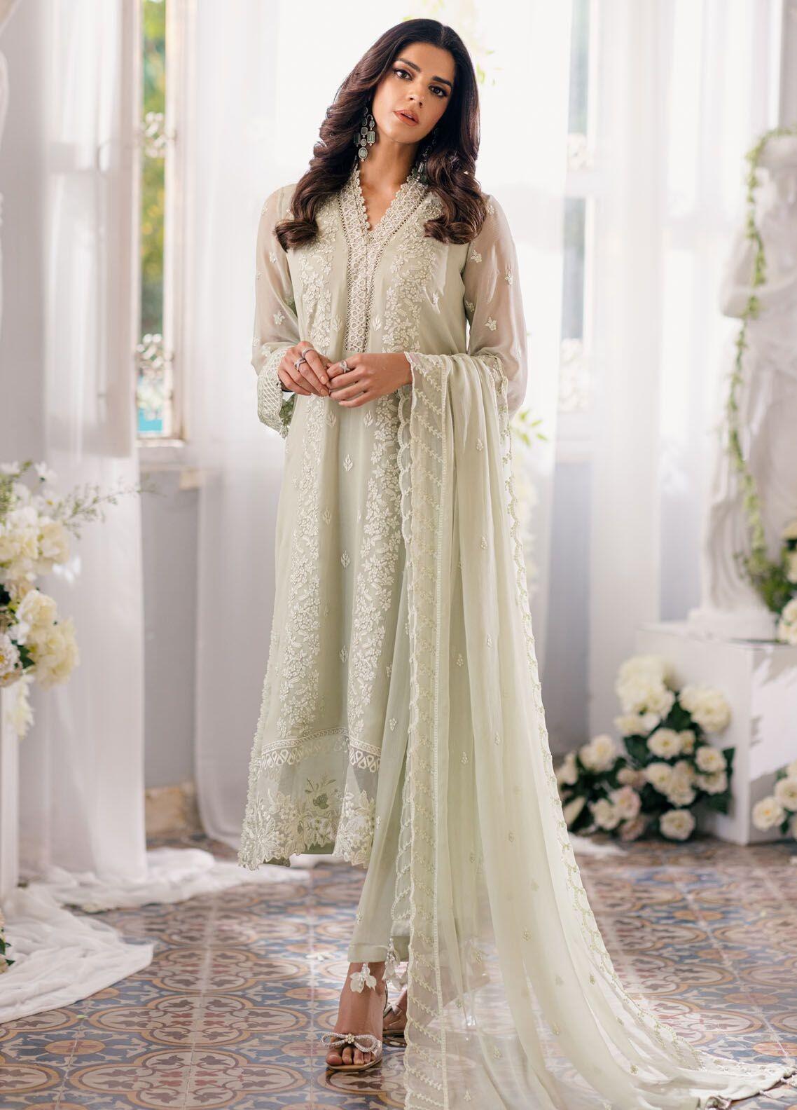 Enchanted Moss ES-051 Ensembles By Azure Embroidered Chiffon Suits ...