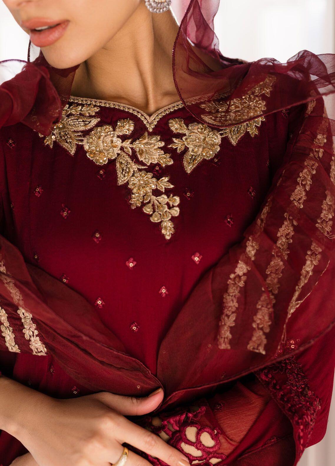 Garnet Glam ES-050 Ensembles By Azure Embroidered Chiffon Suits Festive ...