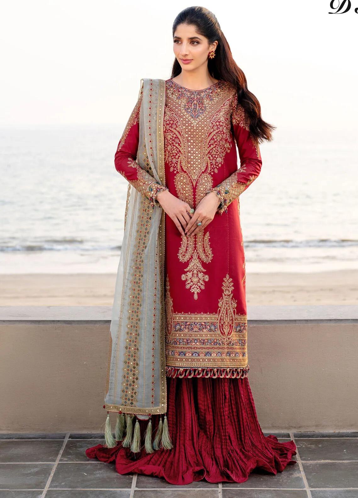 SL25-D5 Shahkaar by Jazmin Ruby Red Embroidered Lawn Suits Summer ...