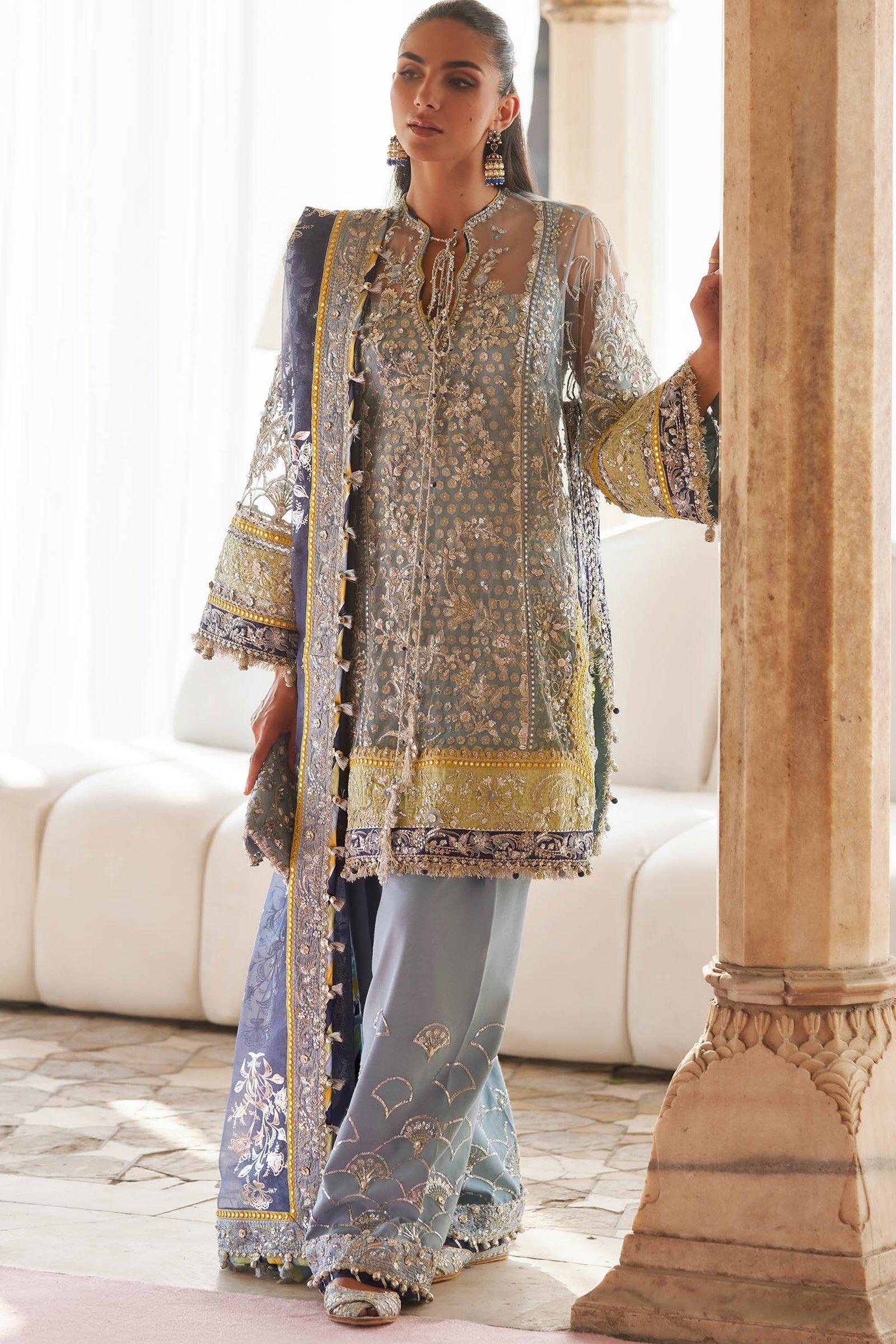 Zaha by Khadija Shah Gossamer Nilofar-e-Shaam (ZC25-04) Embroidered Net ...