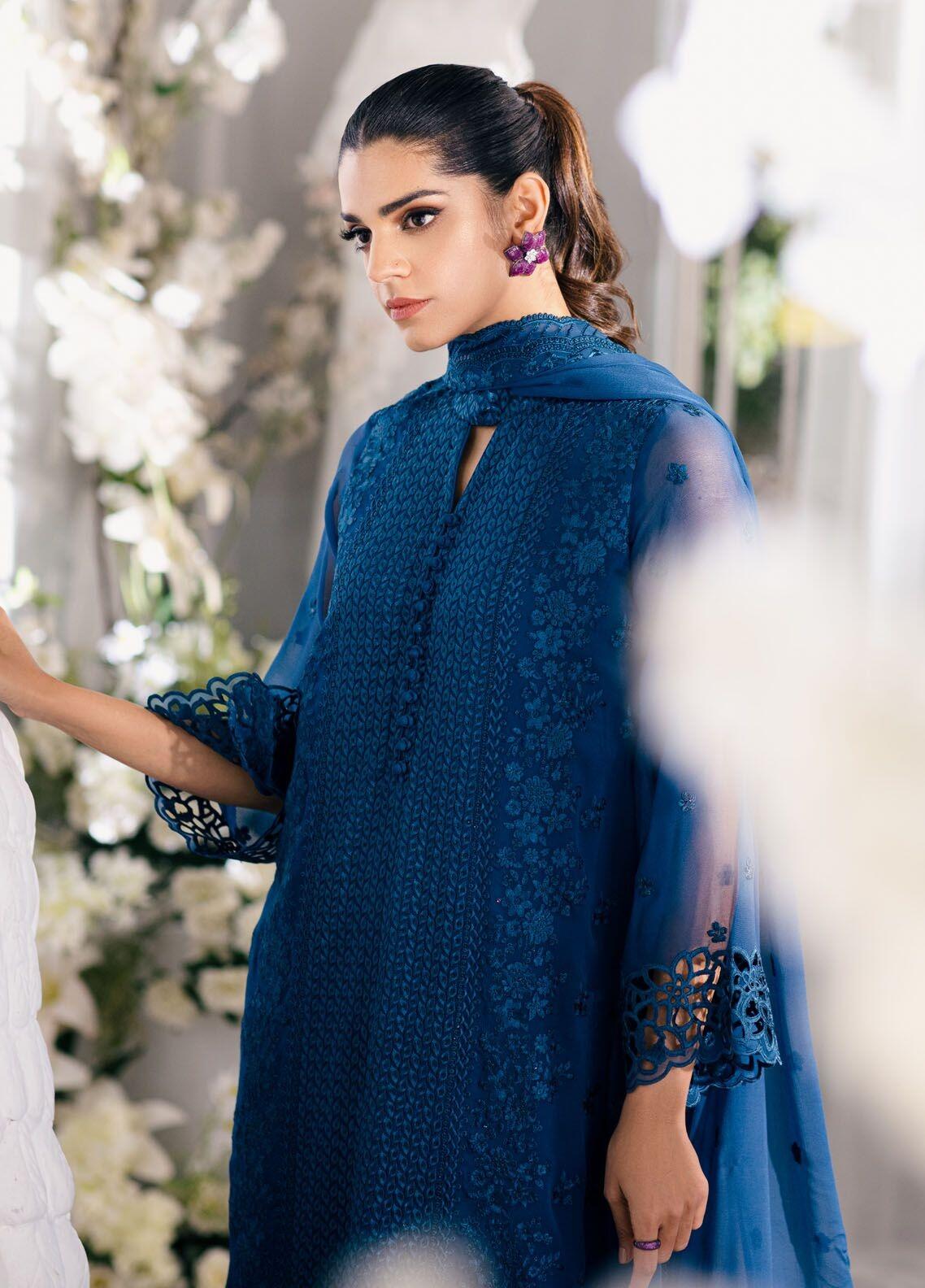 ES-055 Galactic Glow Ensembles By Azure Embroidered Chiffon Suits ...