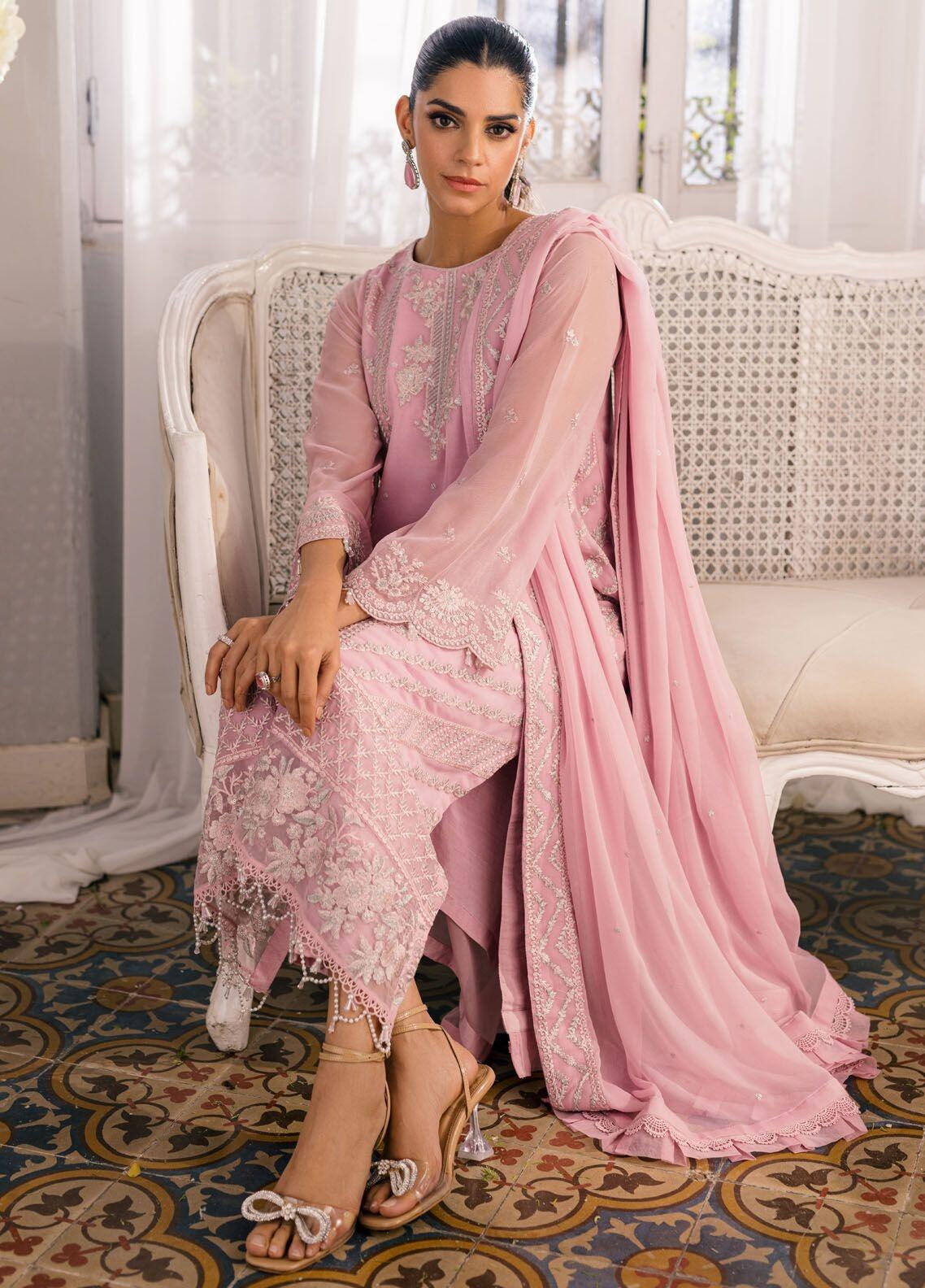 Tender Tulip ES-054 Ensembles By Azure Embroidered Chiffon Suits ...