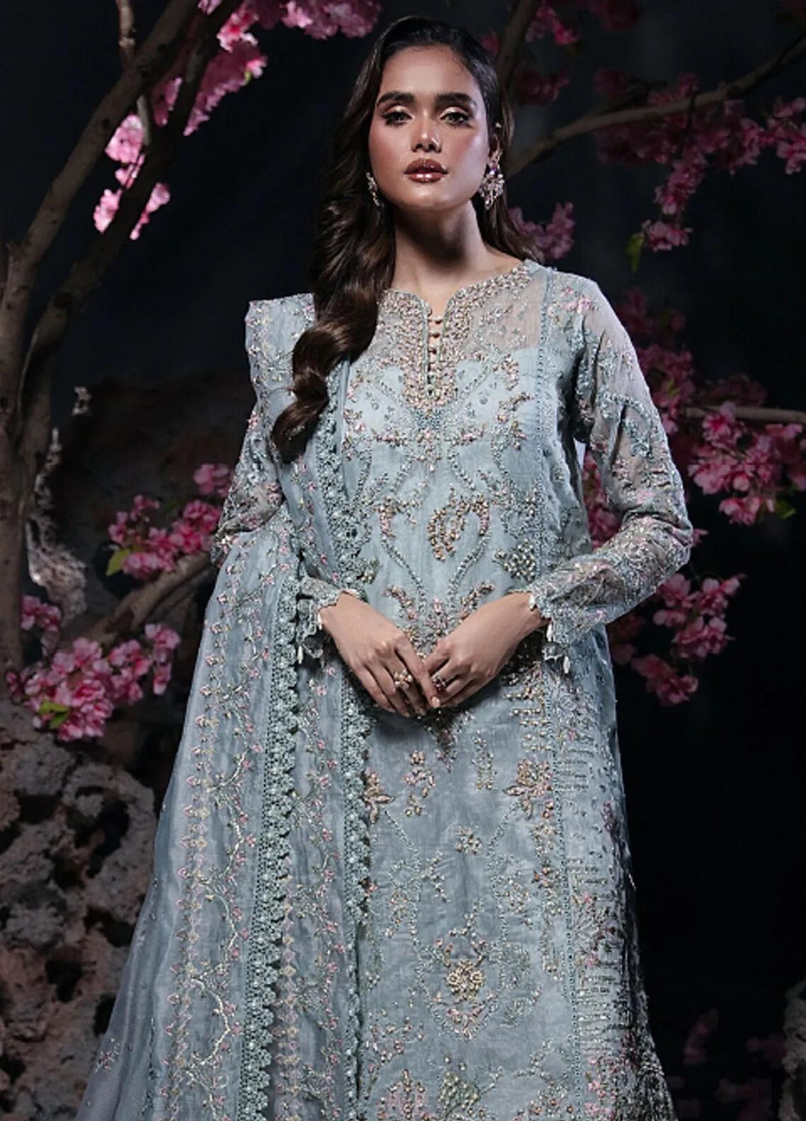 Mint Mist Florent Embroidered Net Suit Formal Collection