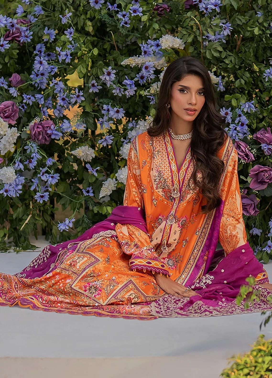 UA-03 Alma Qalamkar Embroidered Silk Suits Luxury Collection