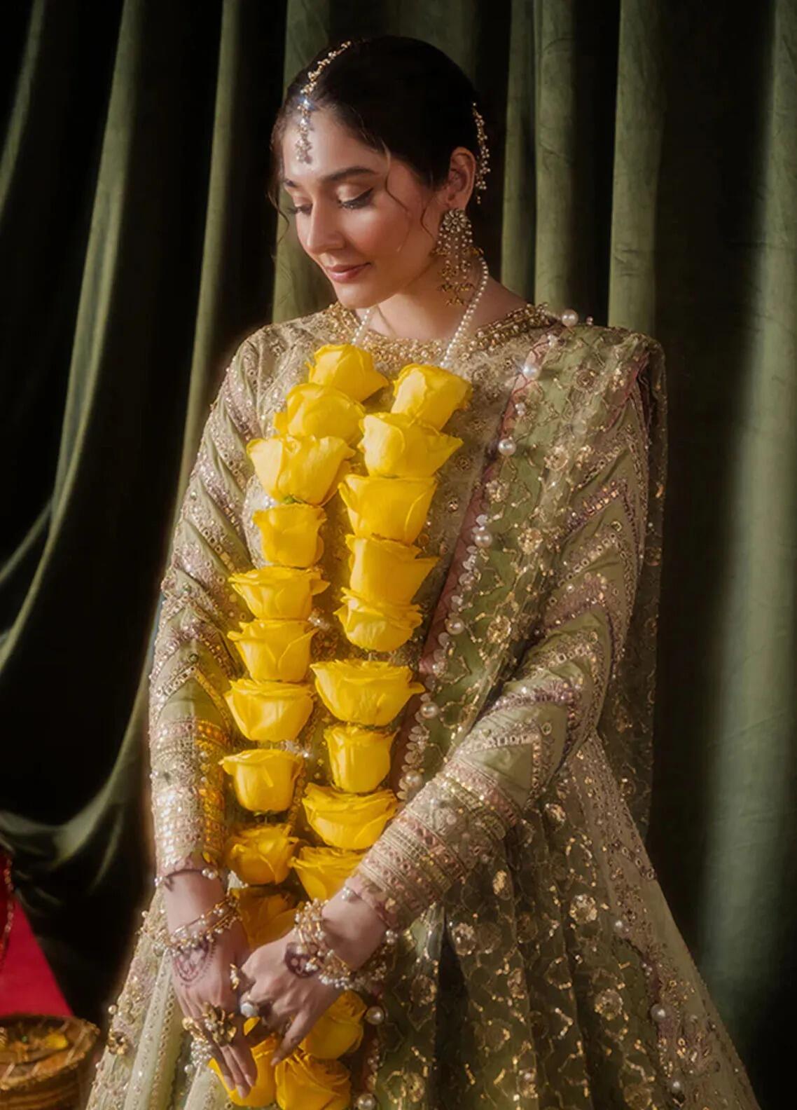 Mastani Mohsin Naveed Ranjha Embroidered Pistachio Green Silk Suit
