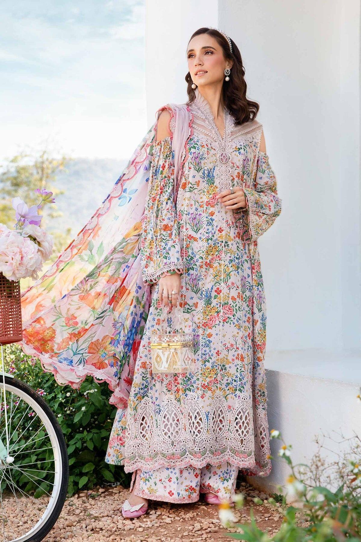MPT-2507-A M Prints by Maria B Printed Embroidered Suit Off White Eid UK