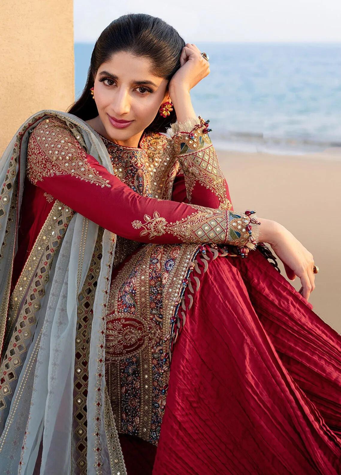 SL25-D5 Shahkaar by Jazmin Ruby Red Embroidered Lawn Suits Summer ...