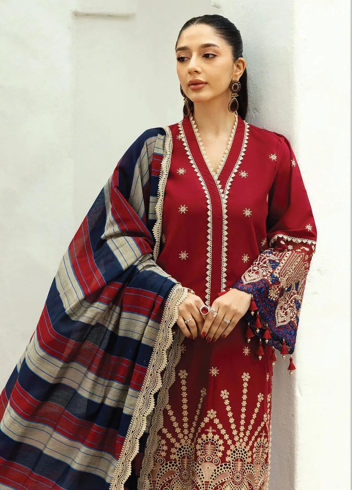 Elma - 3B Zainab Chottani Deep Red Embroidered Chikankari Suits Summer ...