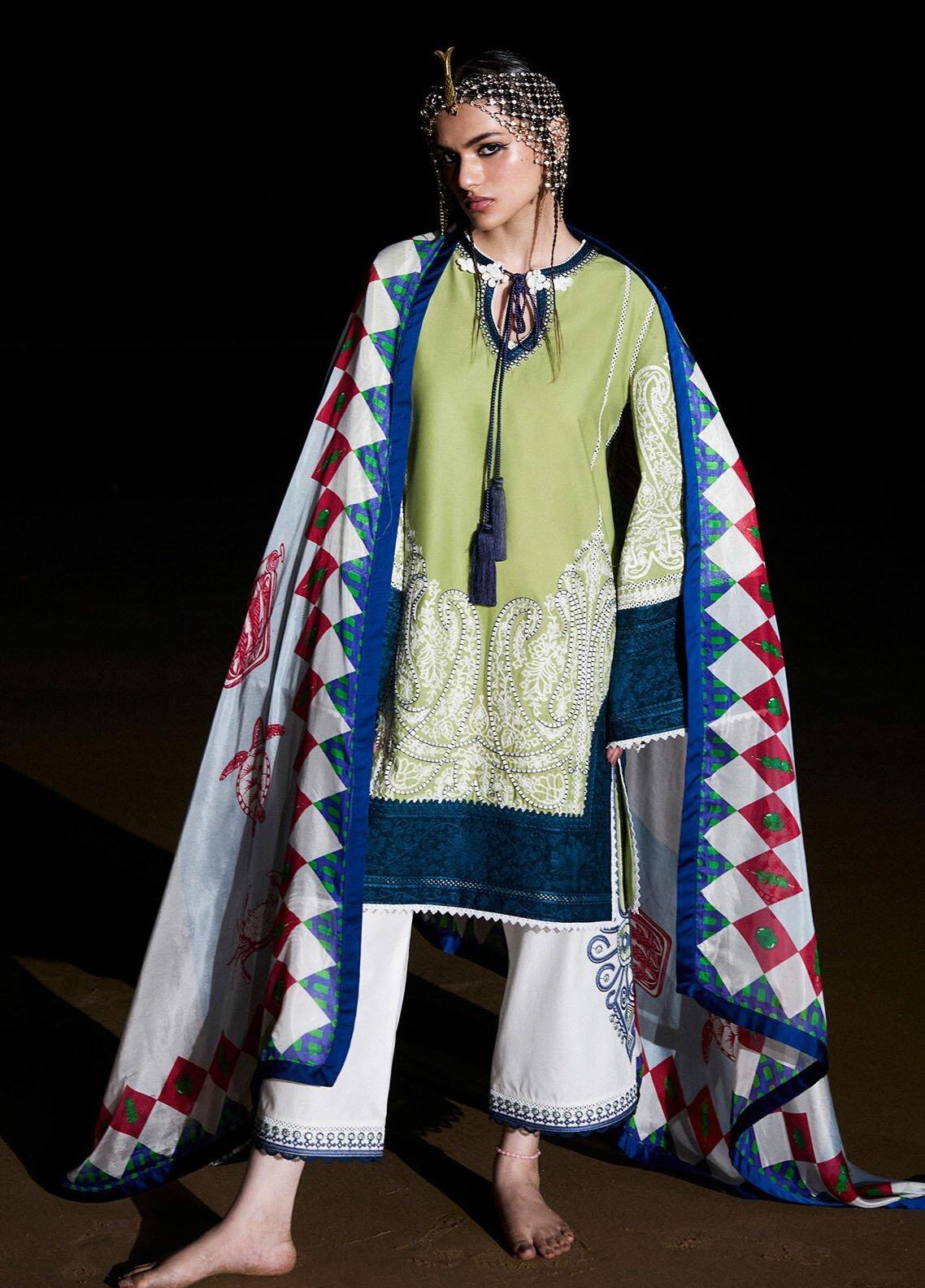 Bia Jugnu by Hussain Rehar Light Green Embroidered Lawn Summer Suits