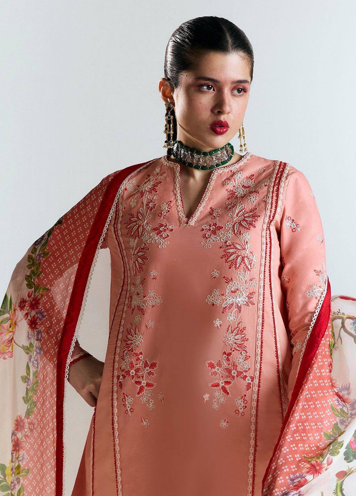 Bahar Jugnu by Hussain Rehar Light Pink Embroidered Lawn Summer Suits