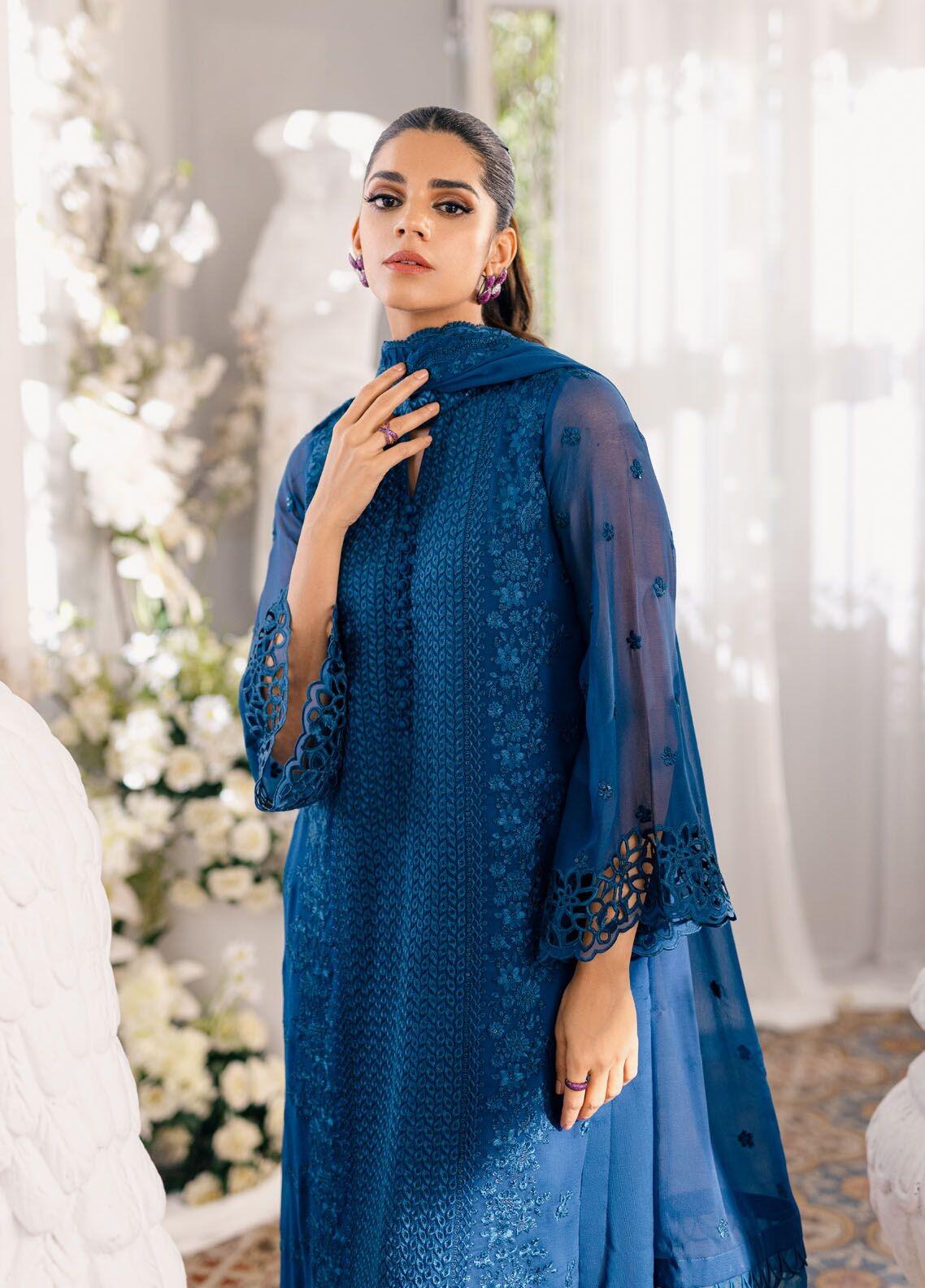 ES-055 Galactic Glow Ensembles By Azure Embroidered Chiffon Suits ...