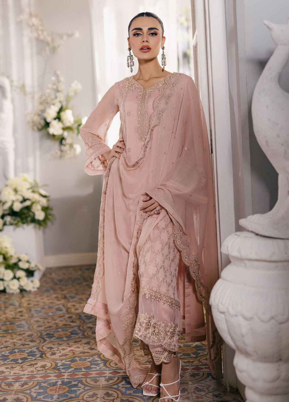 Nectarine ES-053 Ensembles By Azure Embroidered Chiffon Suits Festive ...
