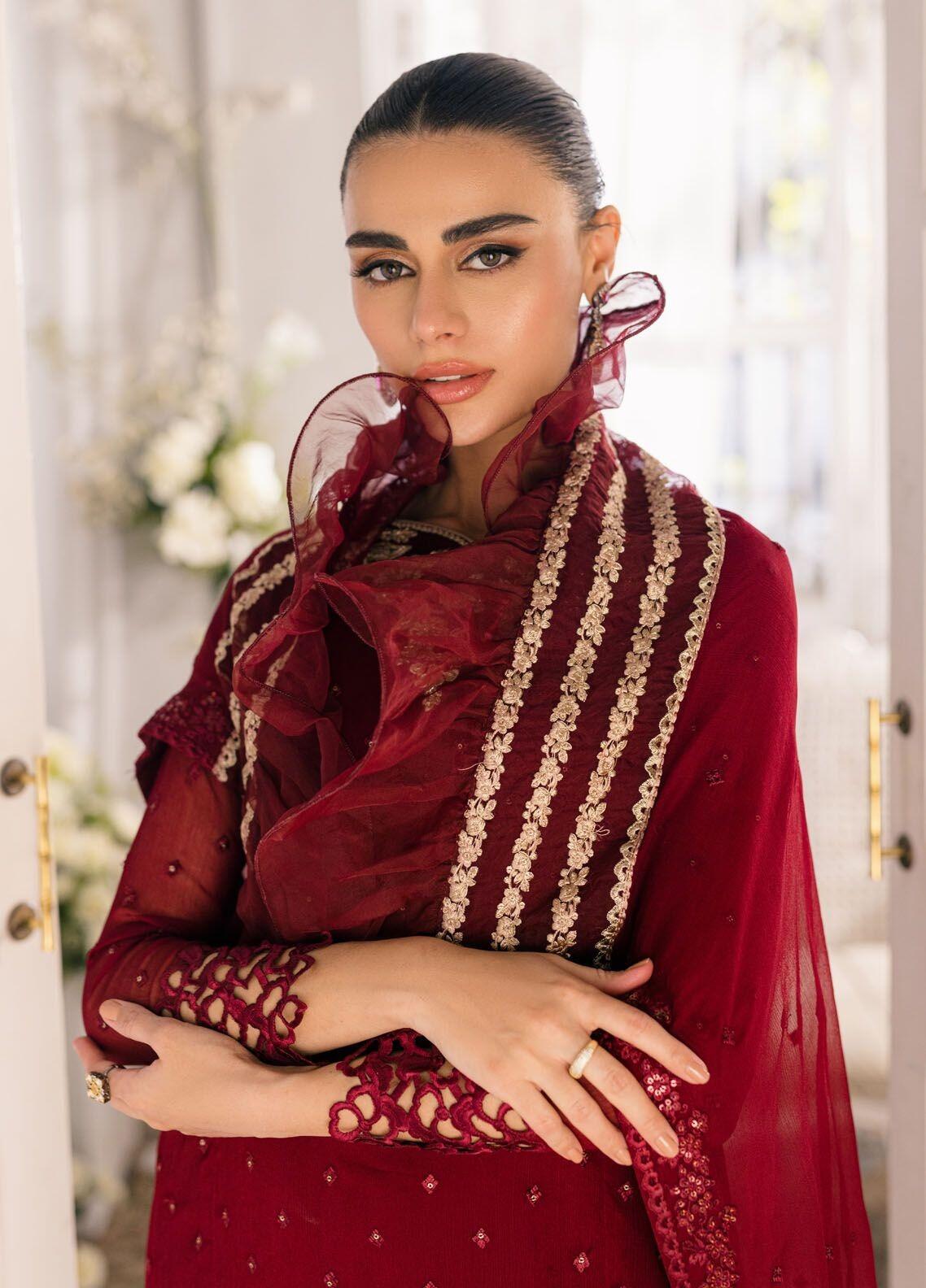 Garnet Glam ES-050 Ensembles By Azure Embroidered Chiffon Suits Festive ...