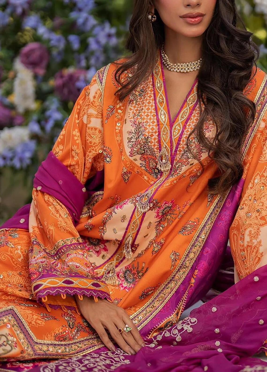 UA-03 Alma Qalamkar Embroidered Silk Suits Luxury Collection