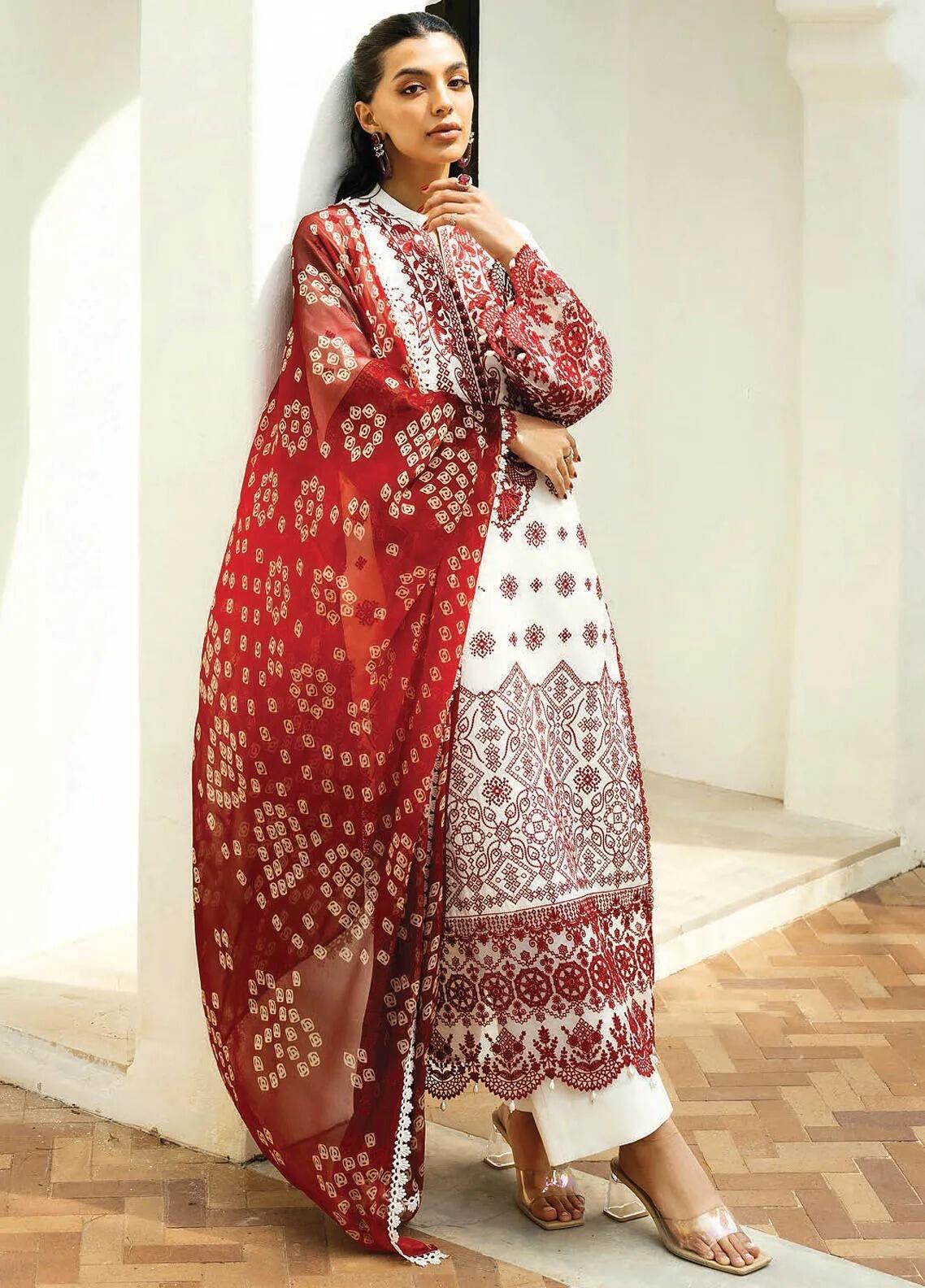 Reem - 8B Zainab Chottani Red White Embroidered Chikankari Suits Summer ...