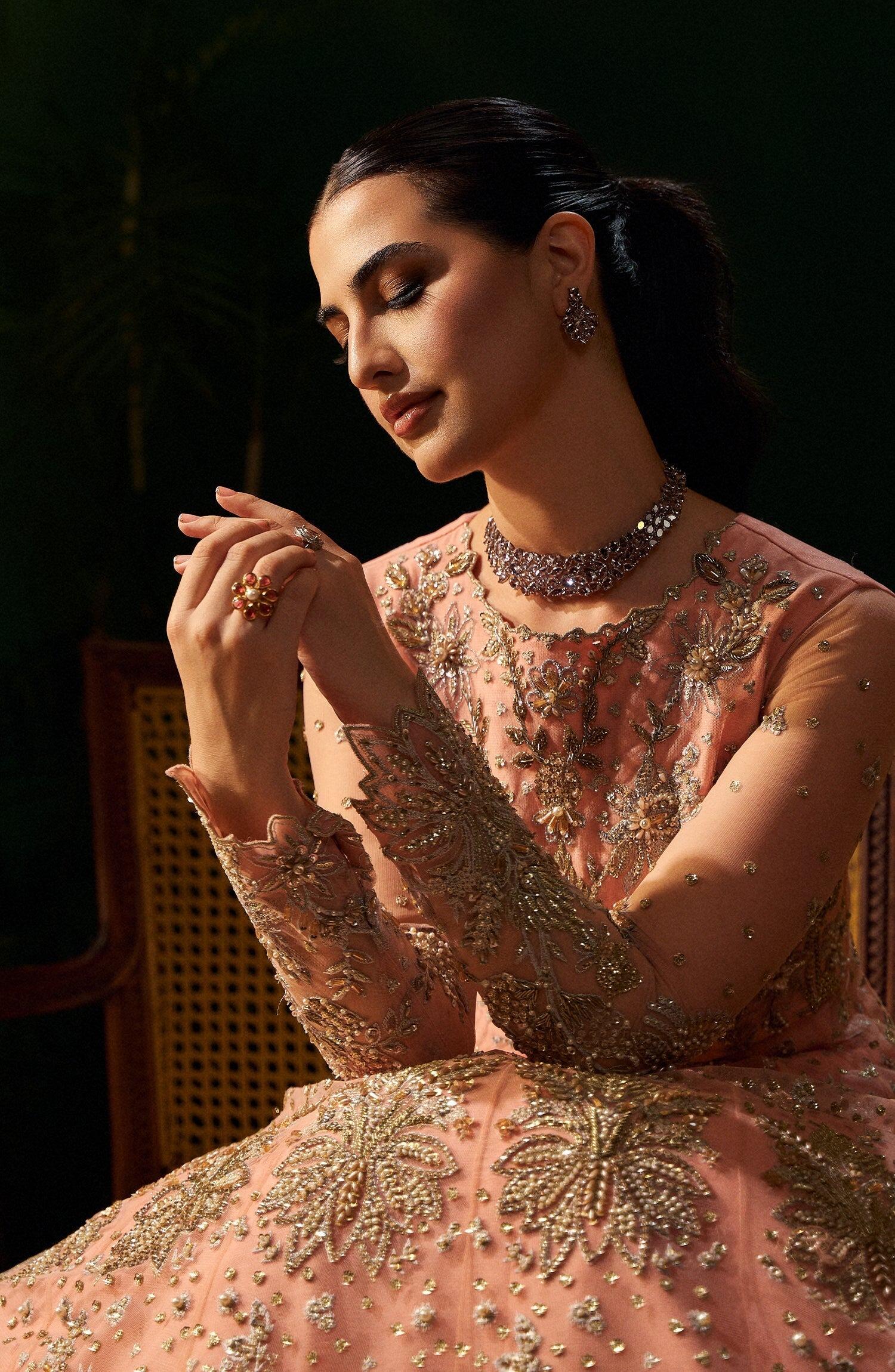 Rose Mehar o Maah by Fabiha Fatima Luxury Embroidered Net Dress