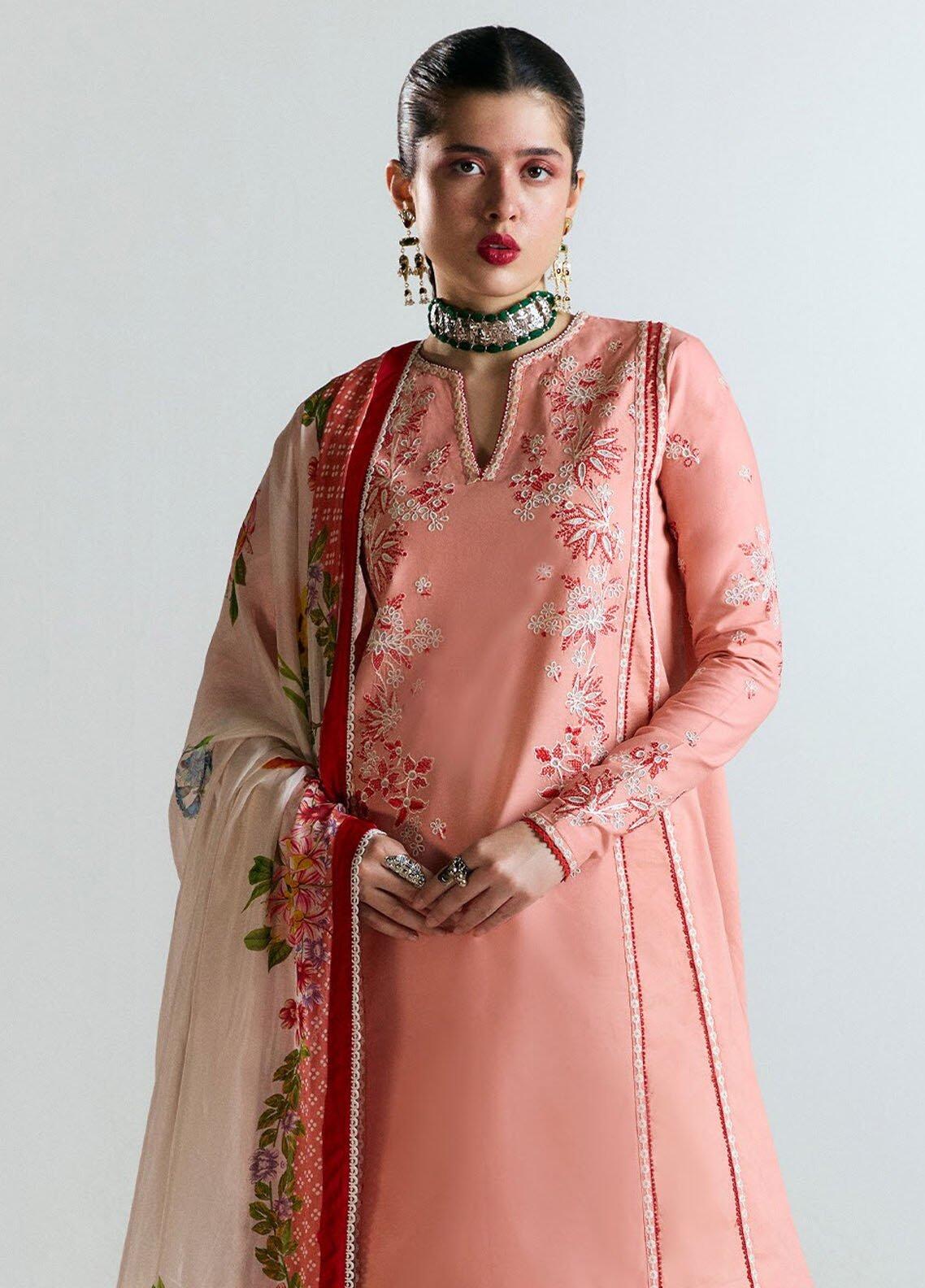 Bahar Jugnu by Hussain Rehar Light Pink Embroidered Lawn Summer Suits